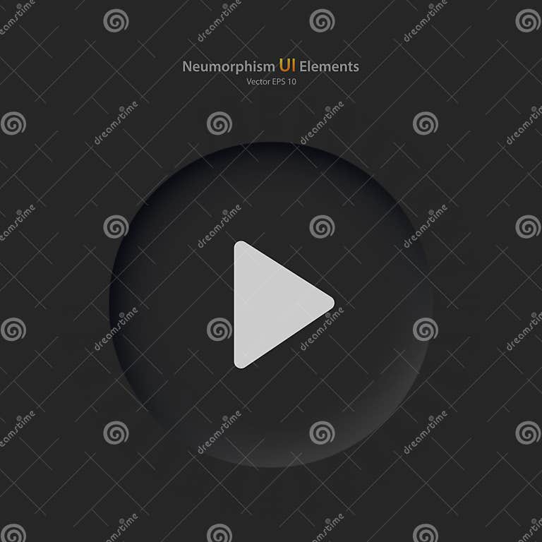 A Round Button with a Playback Symbol on a Black Background. Stock ...