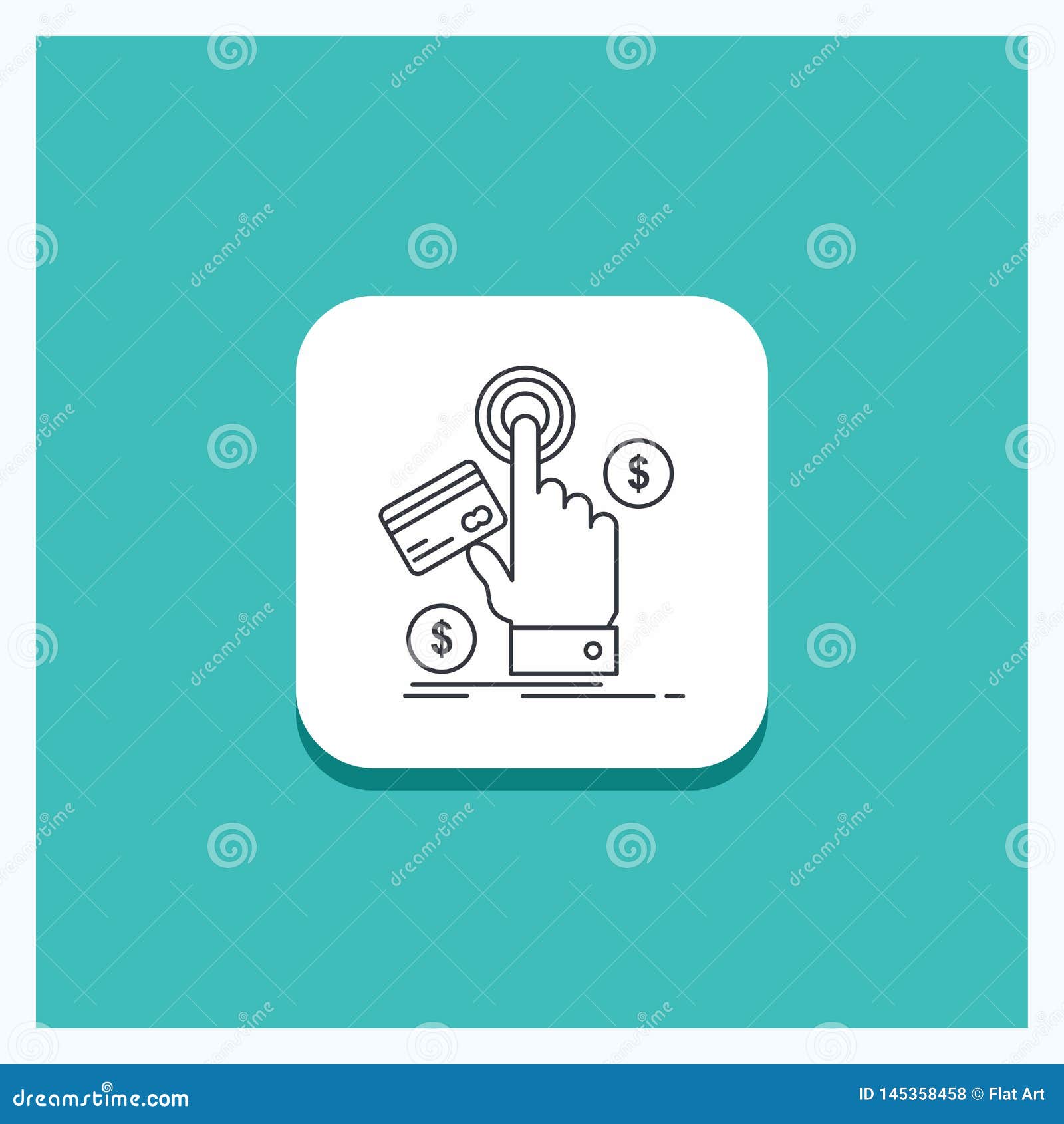 Round Button for Ppc, Click, Pay, Payment, Web Line Icon Turquoise ...