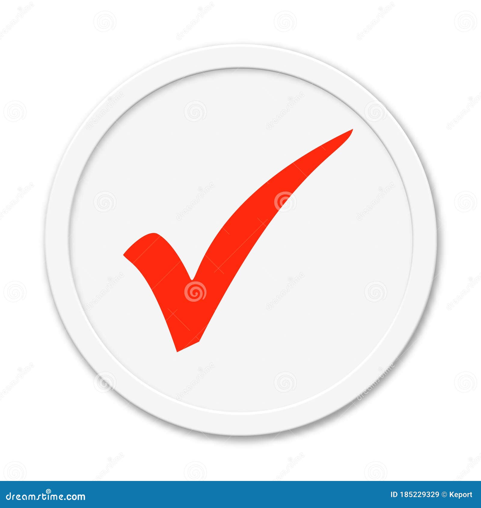 Round Button Showing Red Check Mark Stock Illustration - Illustration ...