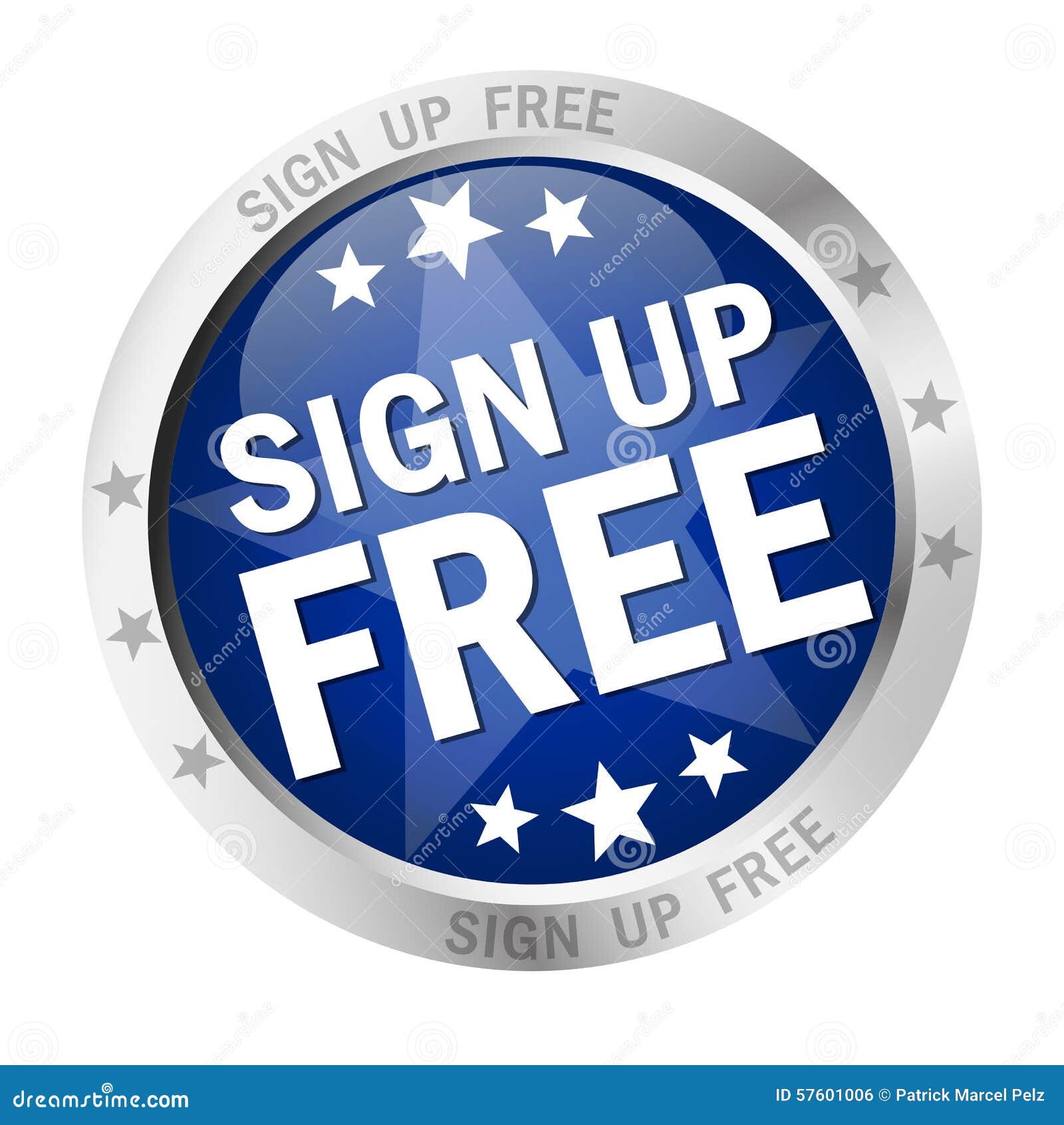 Round button Sign up free stock vector. Illustration of purchased ...