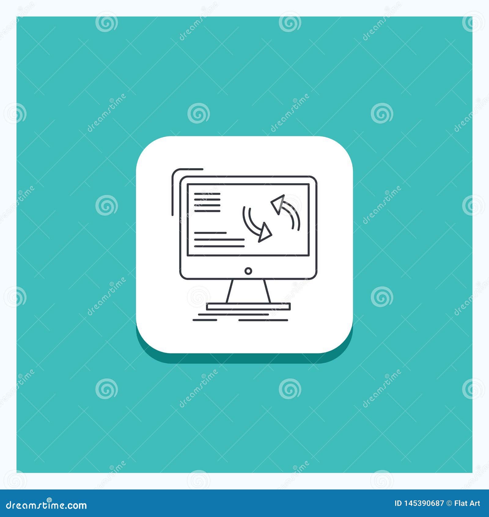 Round Button For Synchronization Sync Information Data Computer Line Icon Turquoise