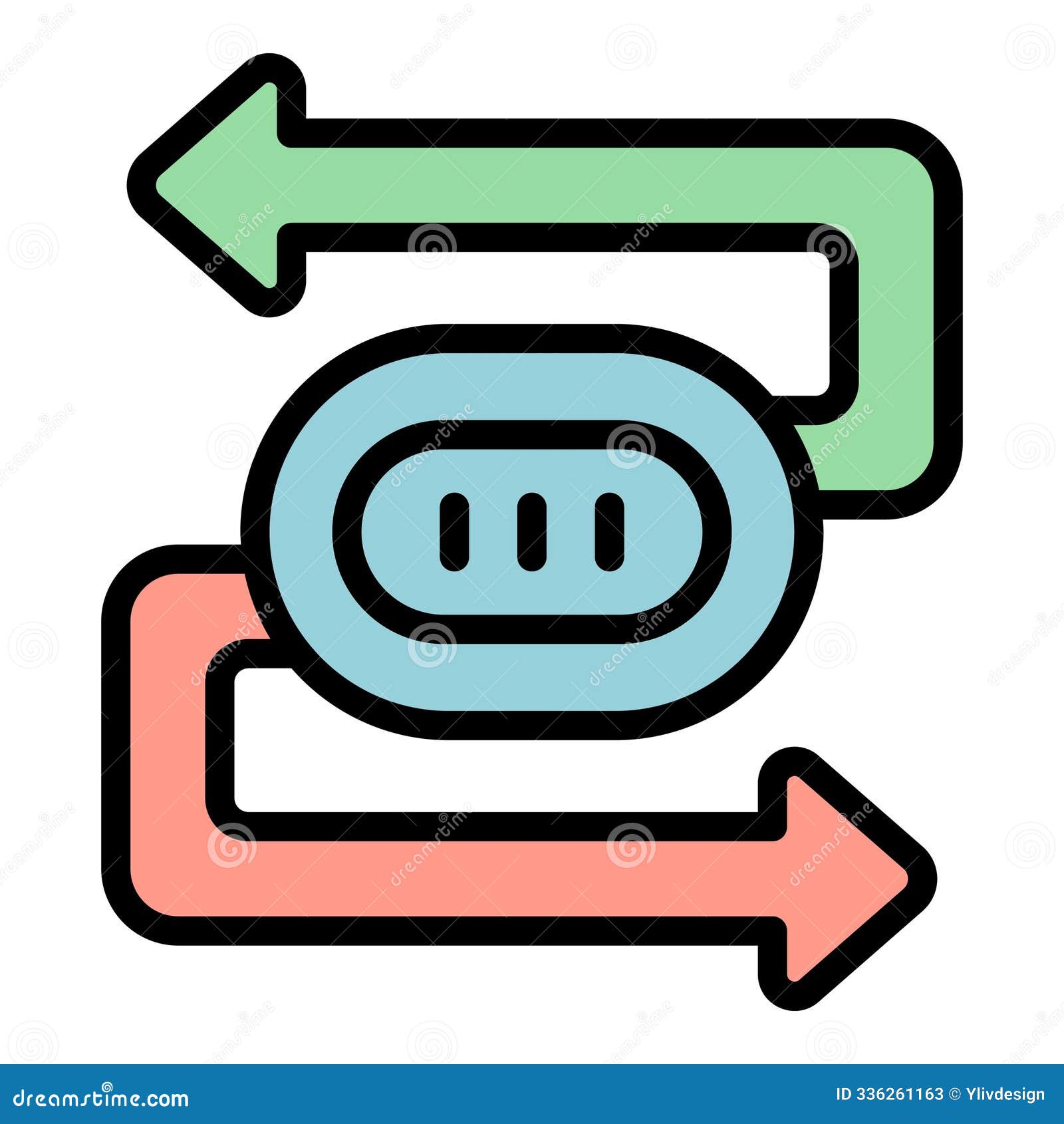 Round Button with Three Lines and Two Arrows Pointing in Opposite ...