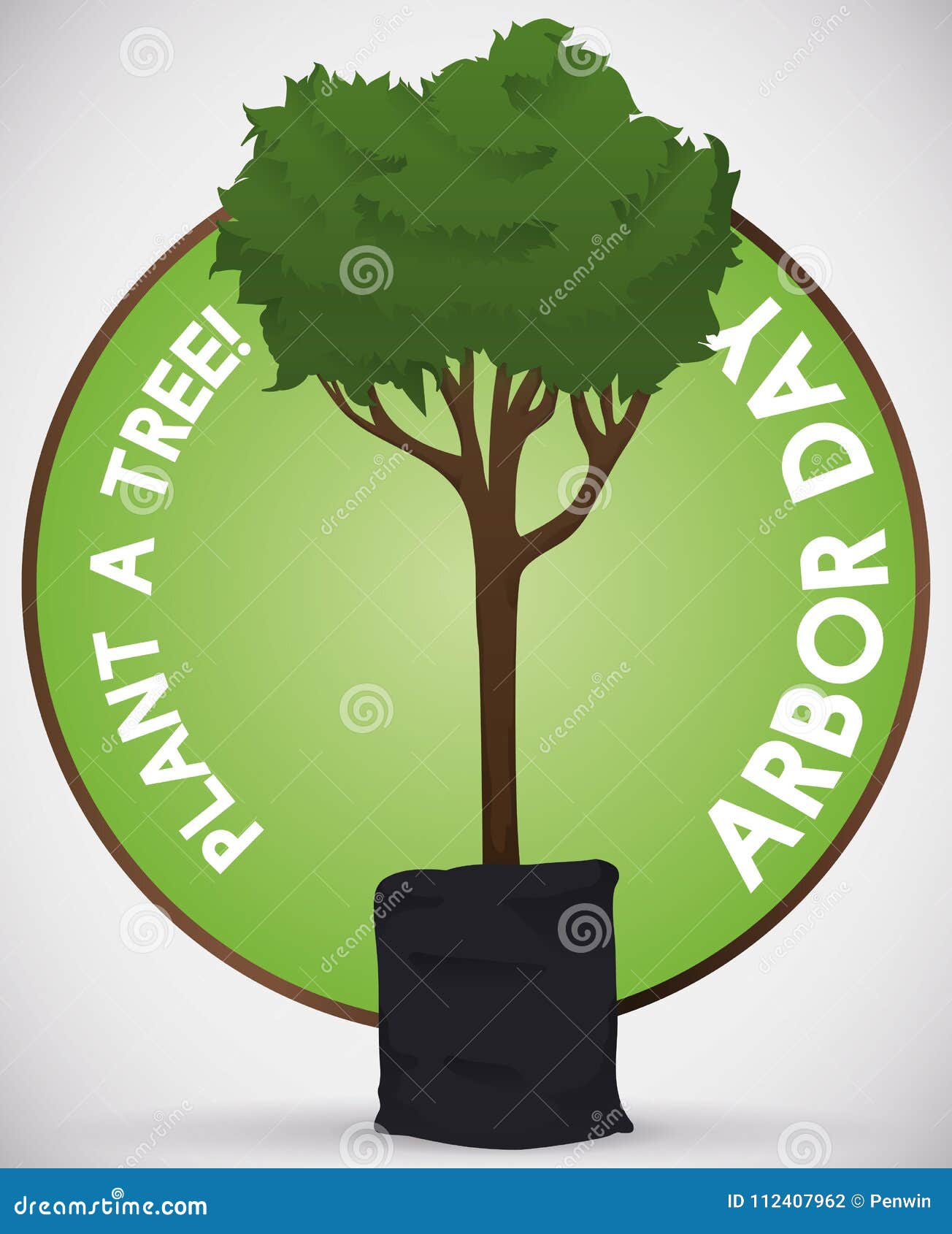 Button with Tree in Seedling Bag for Arbor Day, Vector Illustration ...