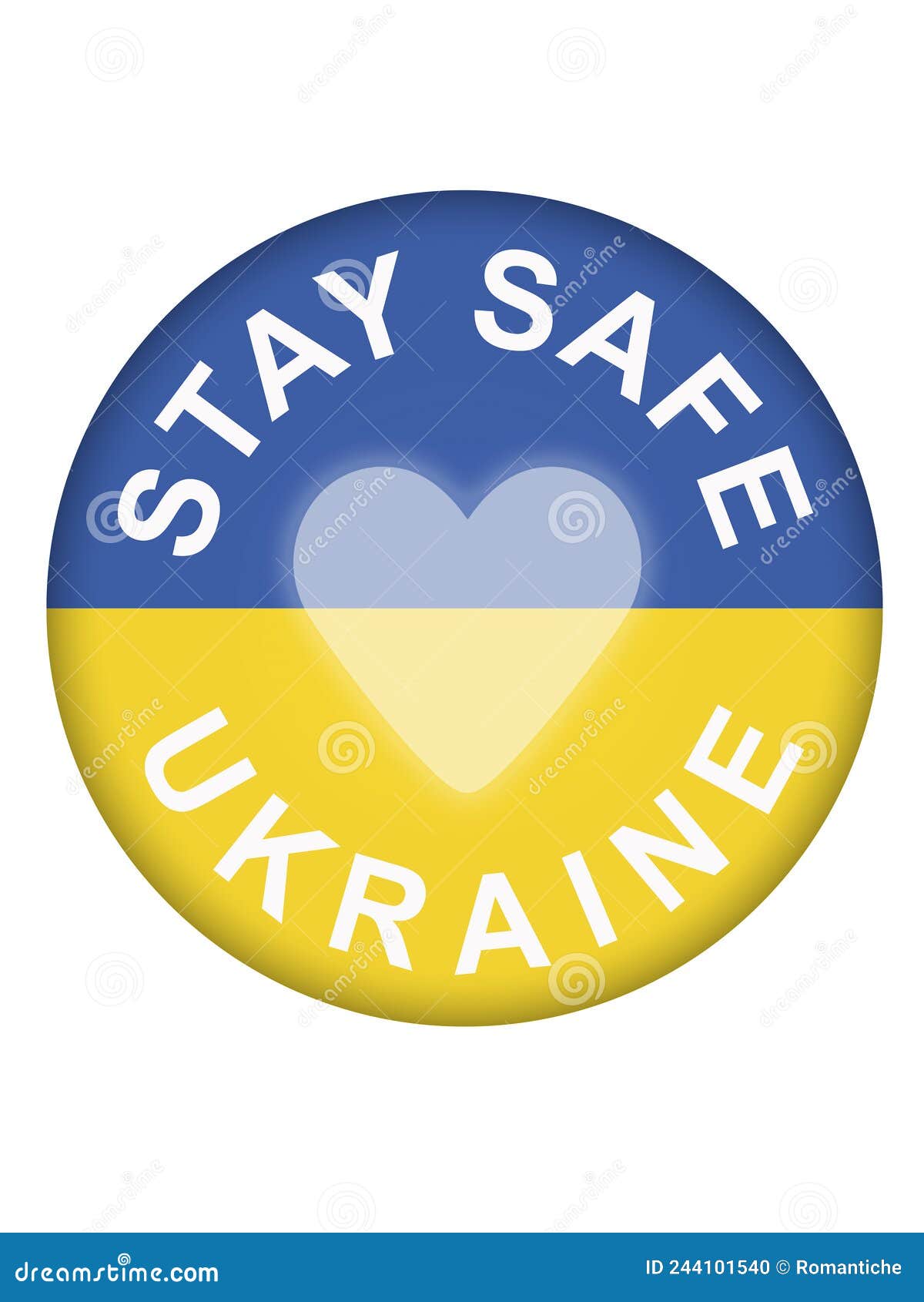 Round Button with Ukrainian Flag and Message Stay Safe Stock ...