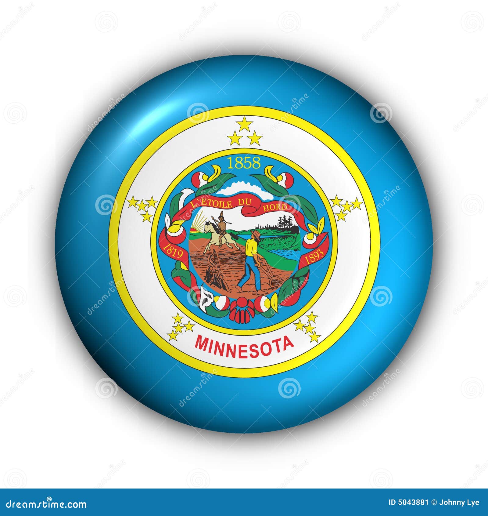 Round Button USA State Flag of Minnesota Stock Illustration ...