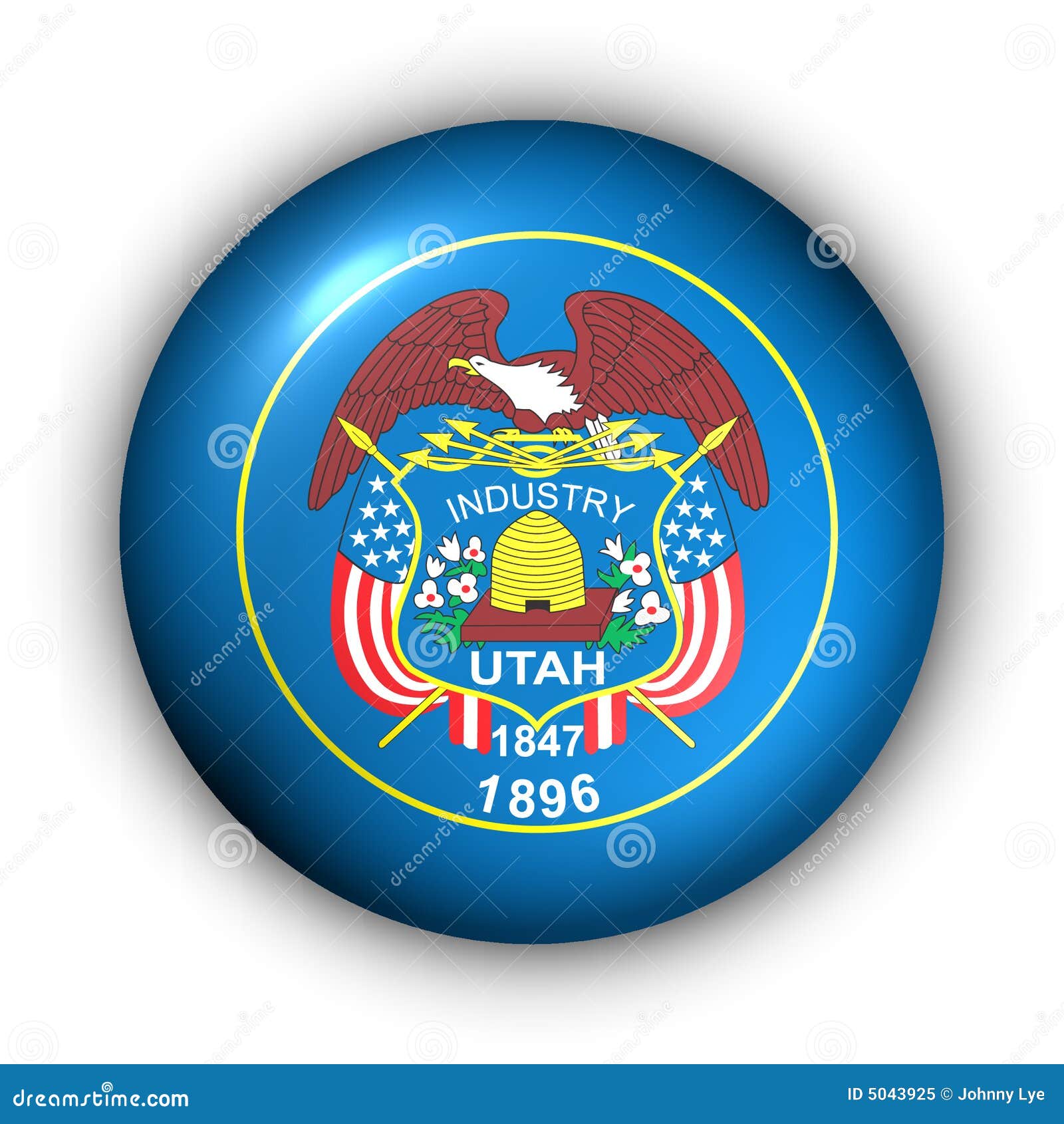 Round Button USA State Flag of Utah Stock Illustration - Illustration ...