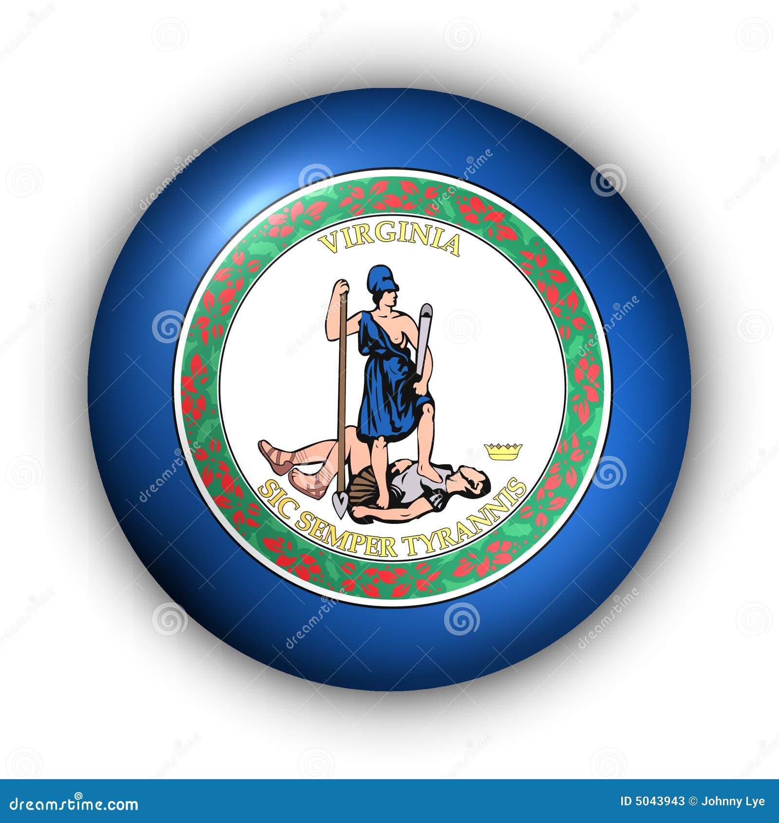 Round Button USA State Flag of Virginia Stock Illustration ...
