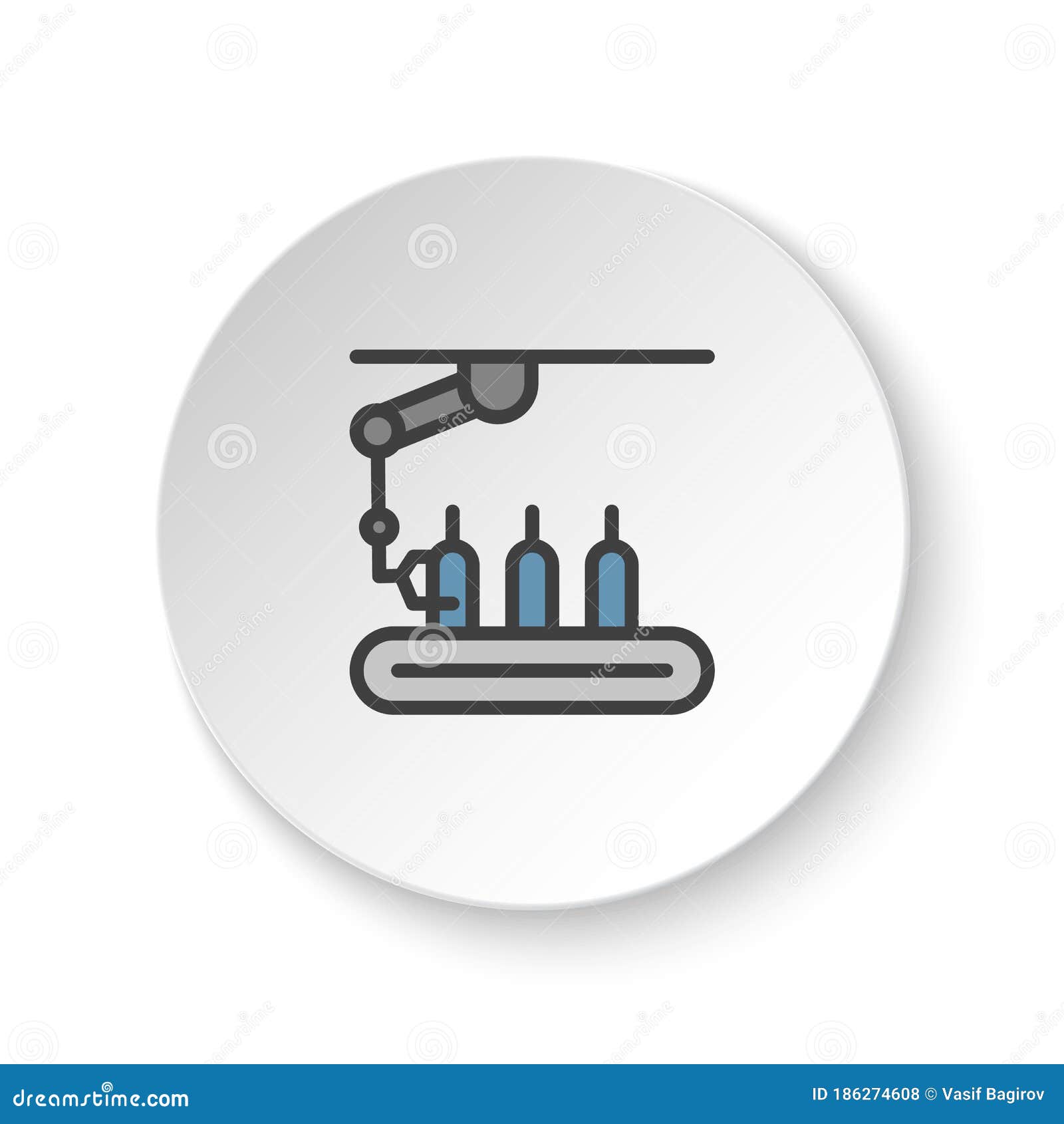 Round Button for Web Icon, Assembly Line, Conveyor Belt, Production ...