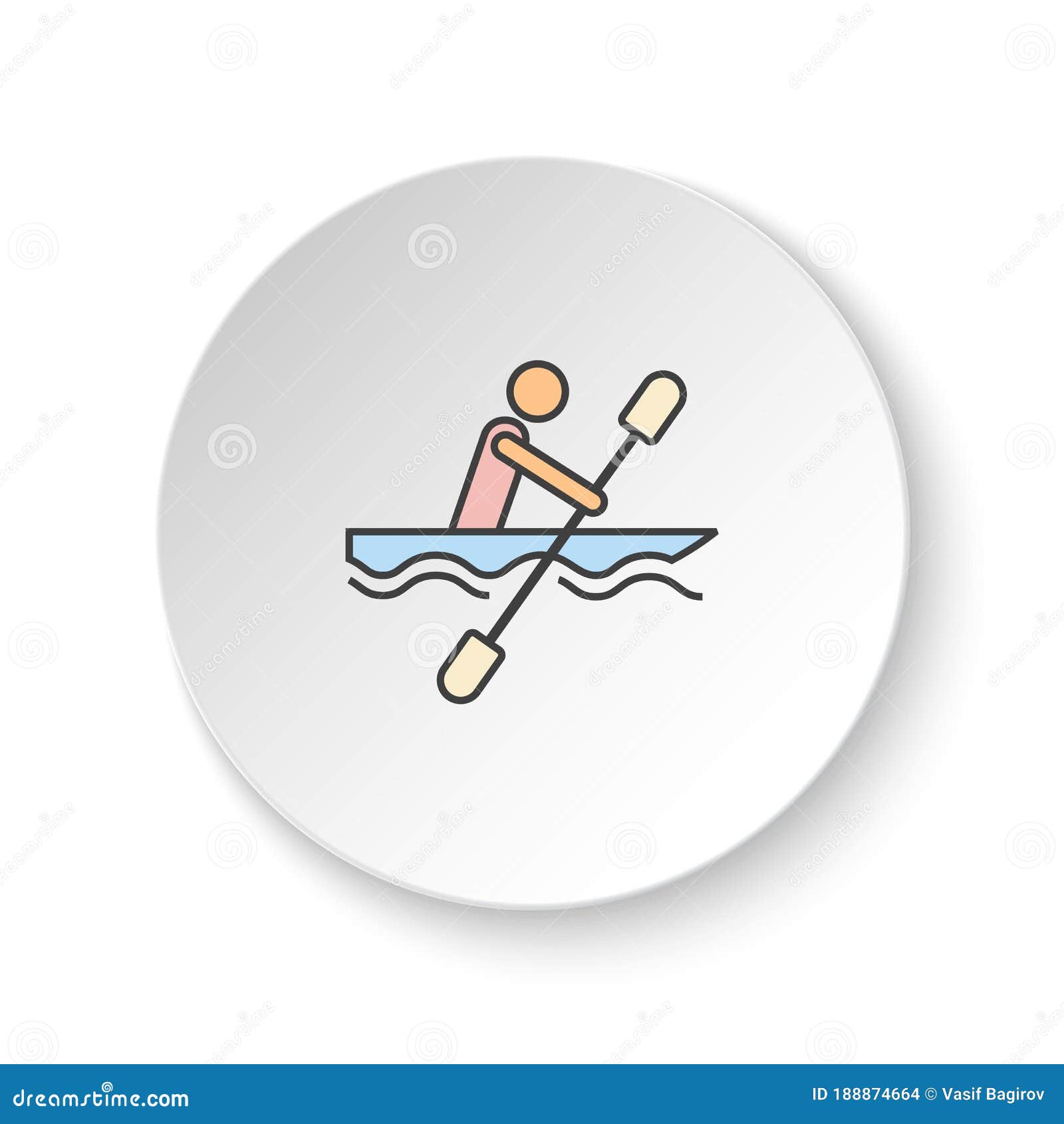Round Canoe Sprint Pictogram, New Sport Icon In Blue Circle Cartoon ...
