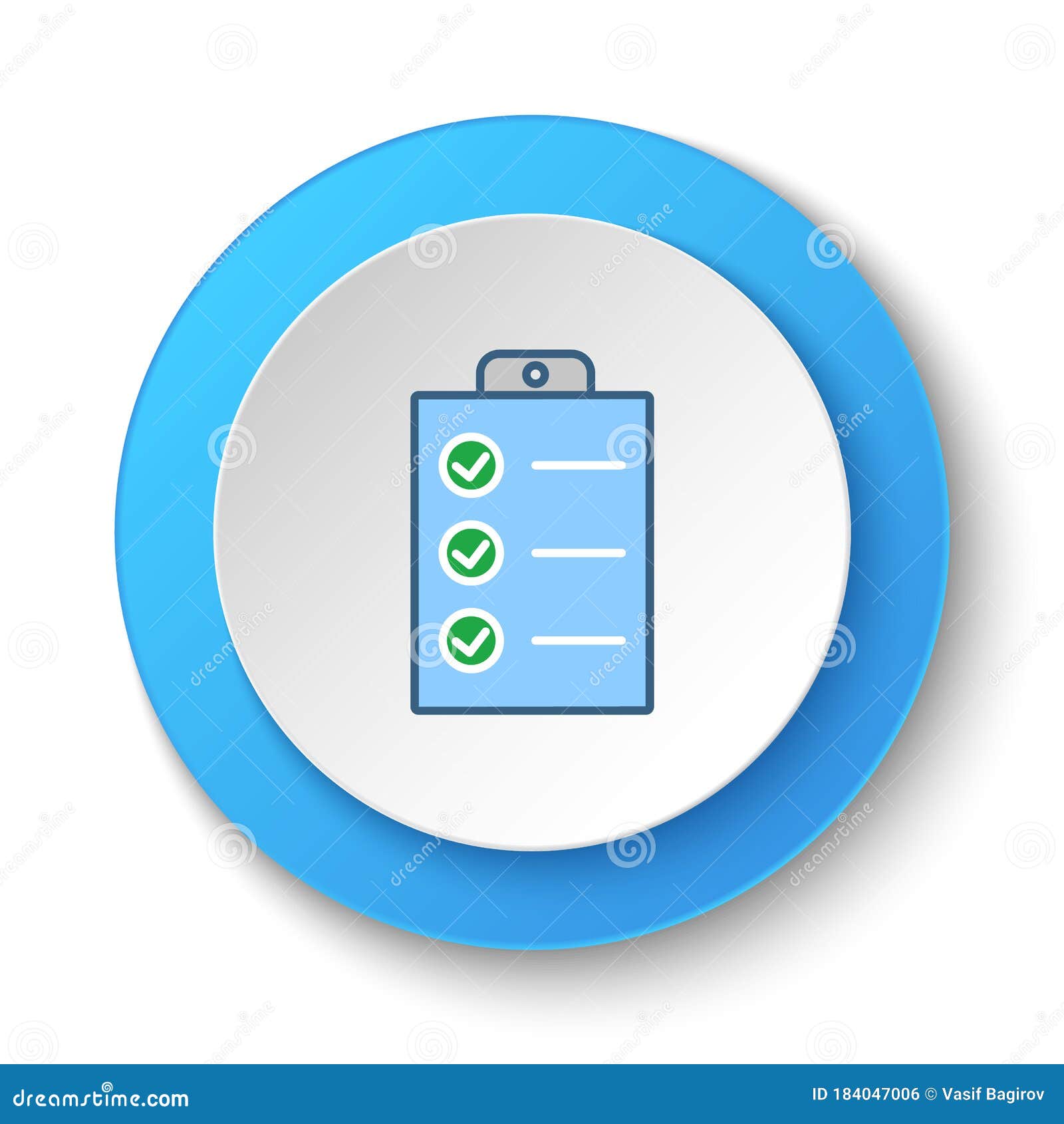 Round Button for Web Icon. Checklist, Tasks Vector Icon Stock ...