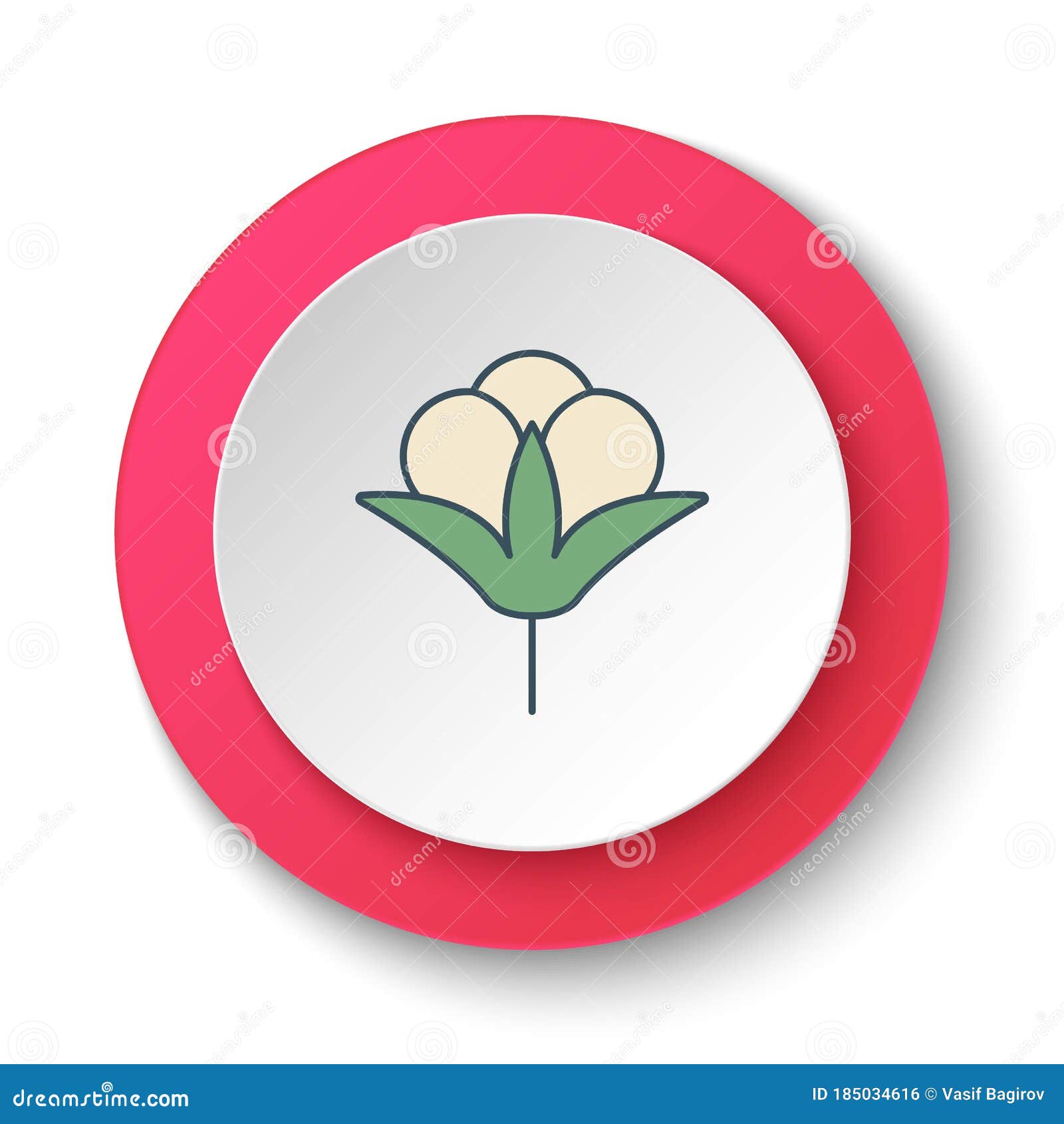 Round Button for Web Icon, Cotton Flower. Button Banner Round, Badge ...