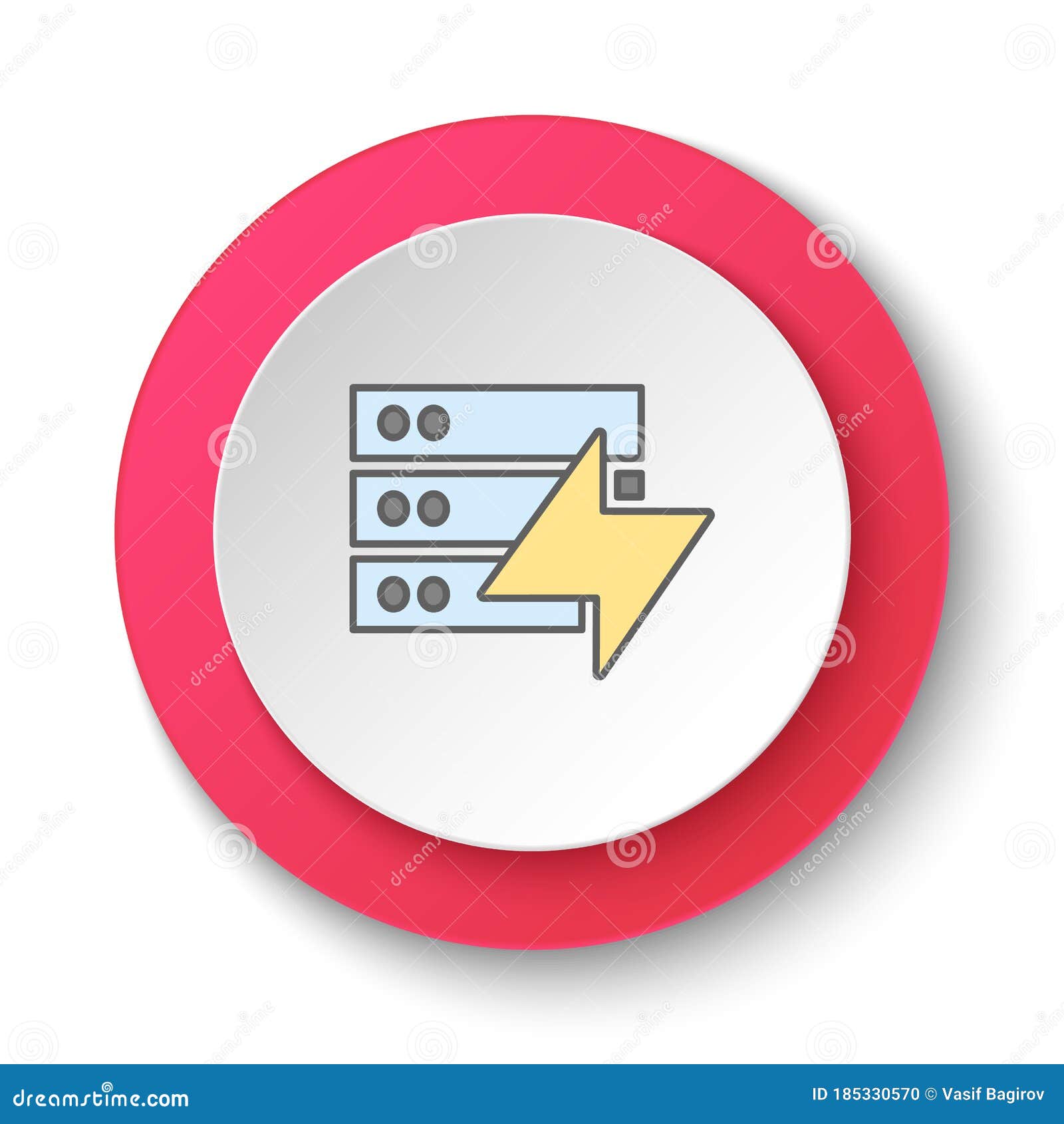 Round Button for Web Icon, Database Server Electricity. Button Banner Round, Badge Interface for ...