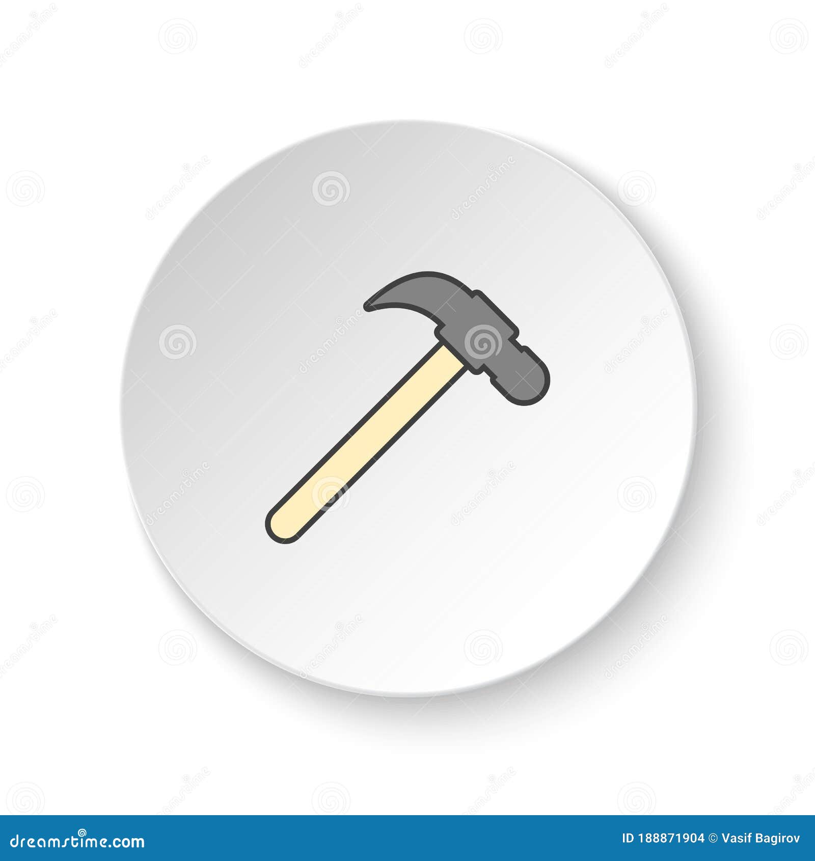 Round Button for Web Icon, Hammer. Button Banner Round, Badge Interface ...