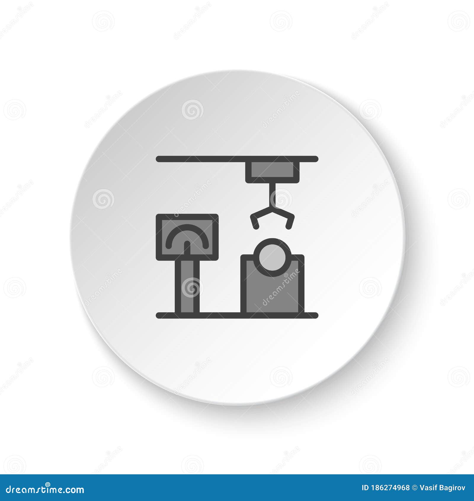 Round Button for Web Icon, Industrial Arm, Loading Robot. Button Banner ...