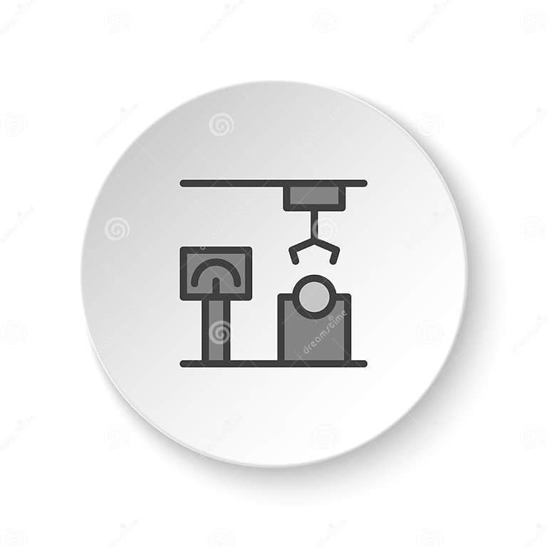 Round Button for Web Icon, Industrial Arm, Loading Robot. Button Banner ...