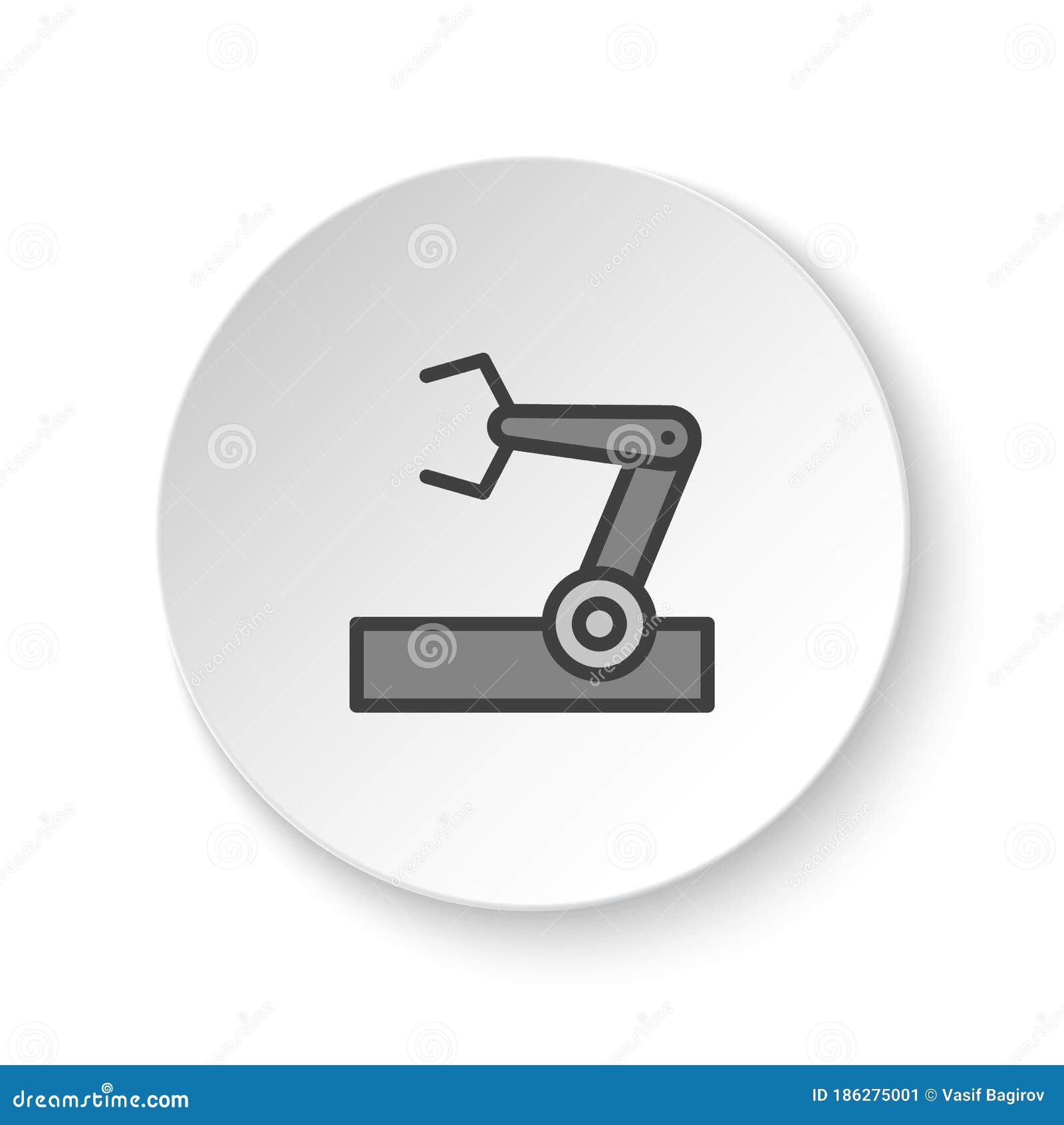 Round Button for Web Icon, Industrial Robot, Industrial Robot Arm ...