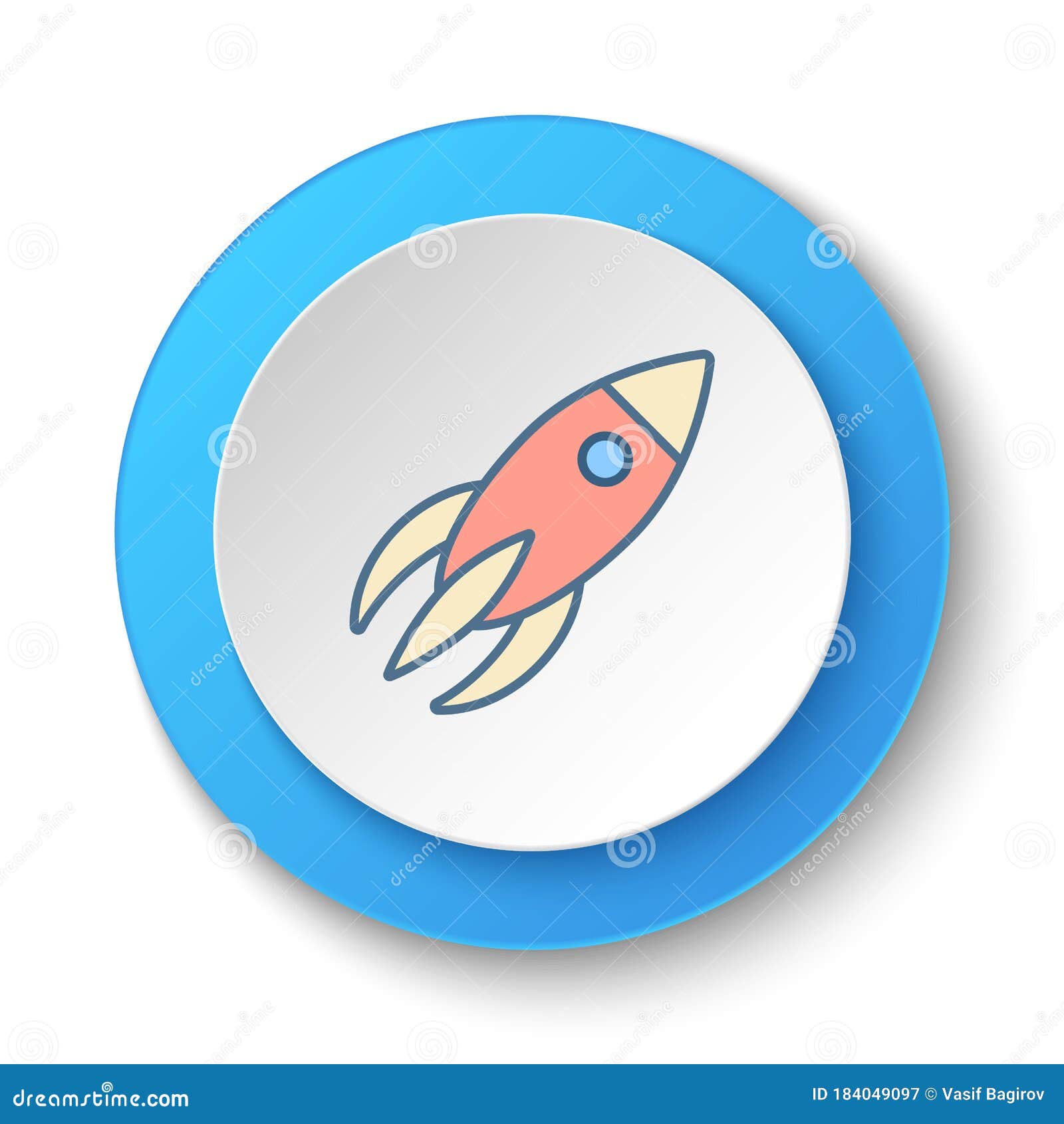 Round Button for Web Icon. Rocket, Spaceship Vector Icon Stock ...