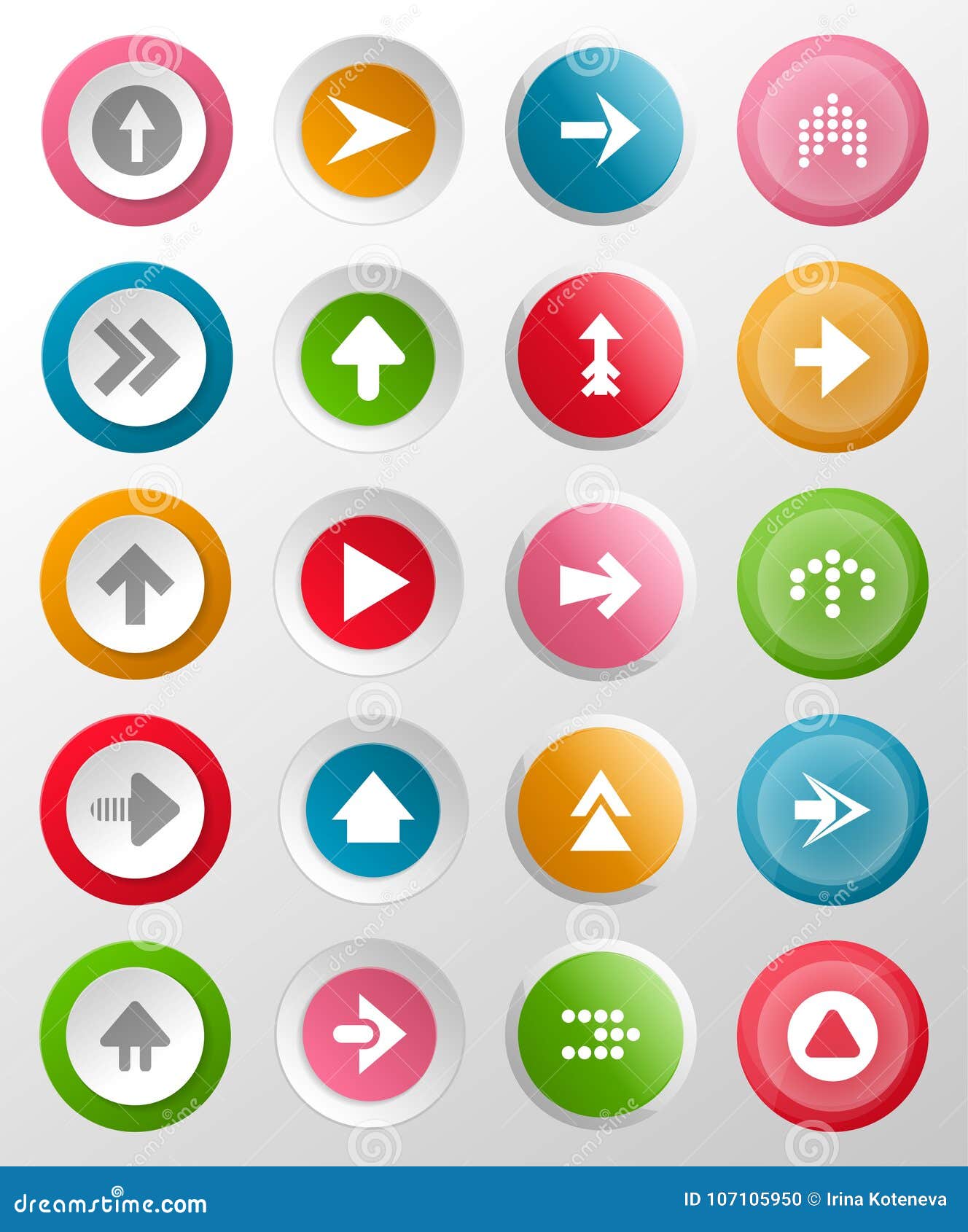 Round Buttons with Arrow Symbols Stock Vector - Illustration of pointer ...