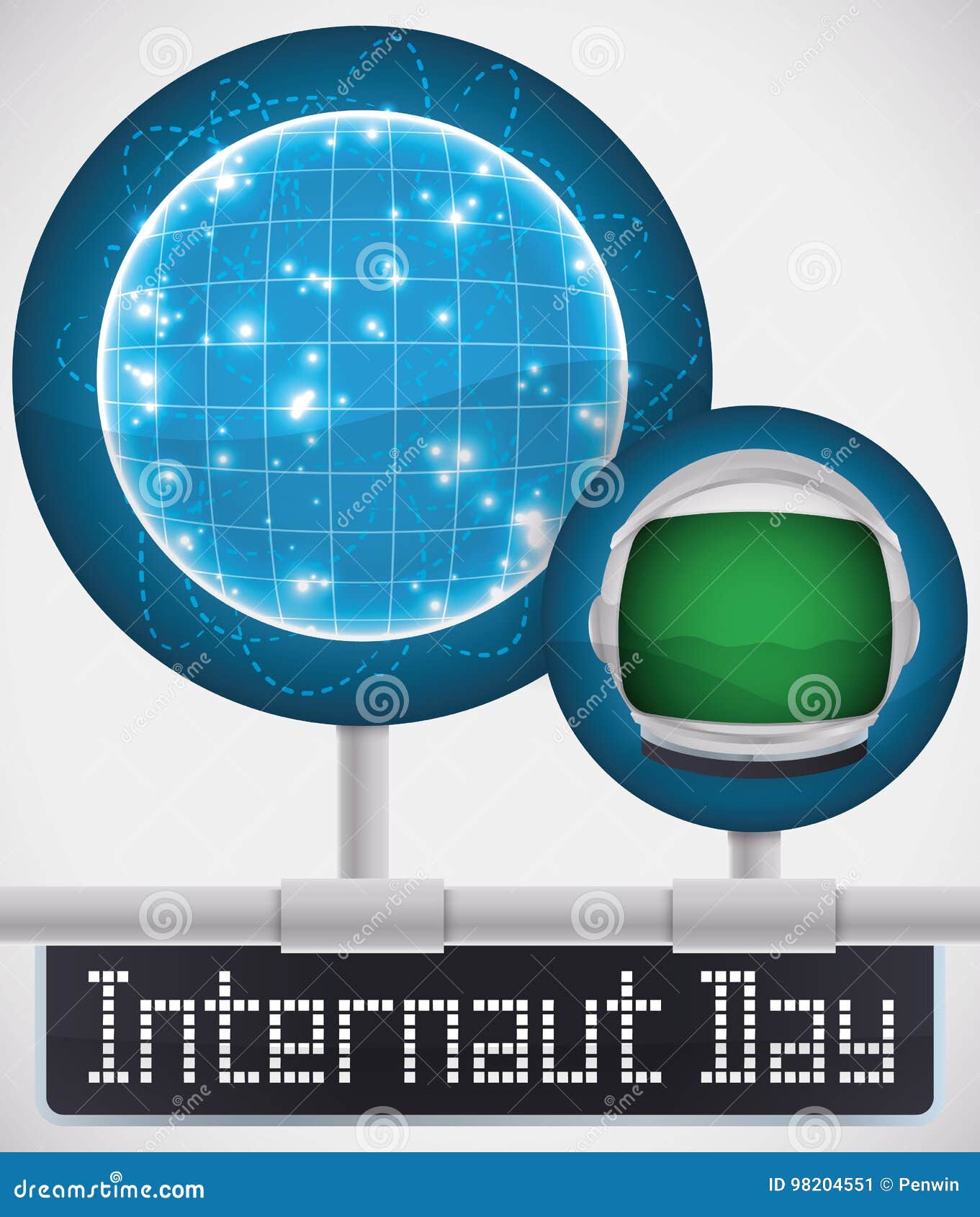 Round Buttons Connected To the Web To Celebrate Internaut Day, Vector ...