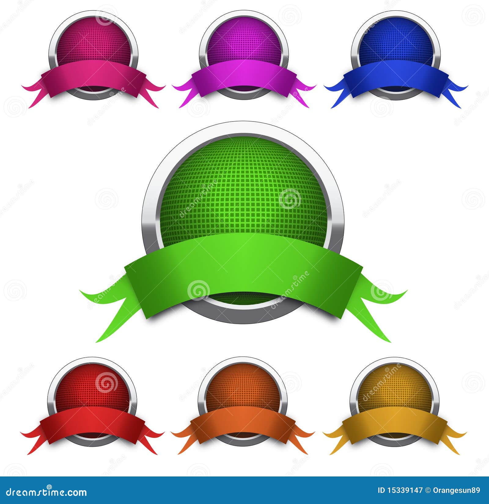 Round Buttons with Ribbon stock vector. Illustration of globe - 15339147