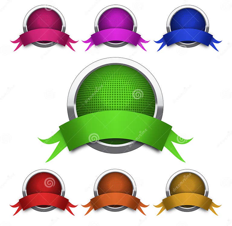 Round Buttons with Ribbon stock vector. Illustration of globe - 15339147