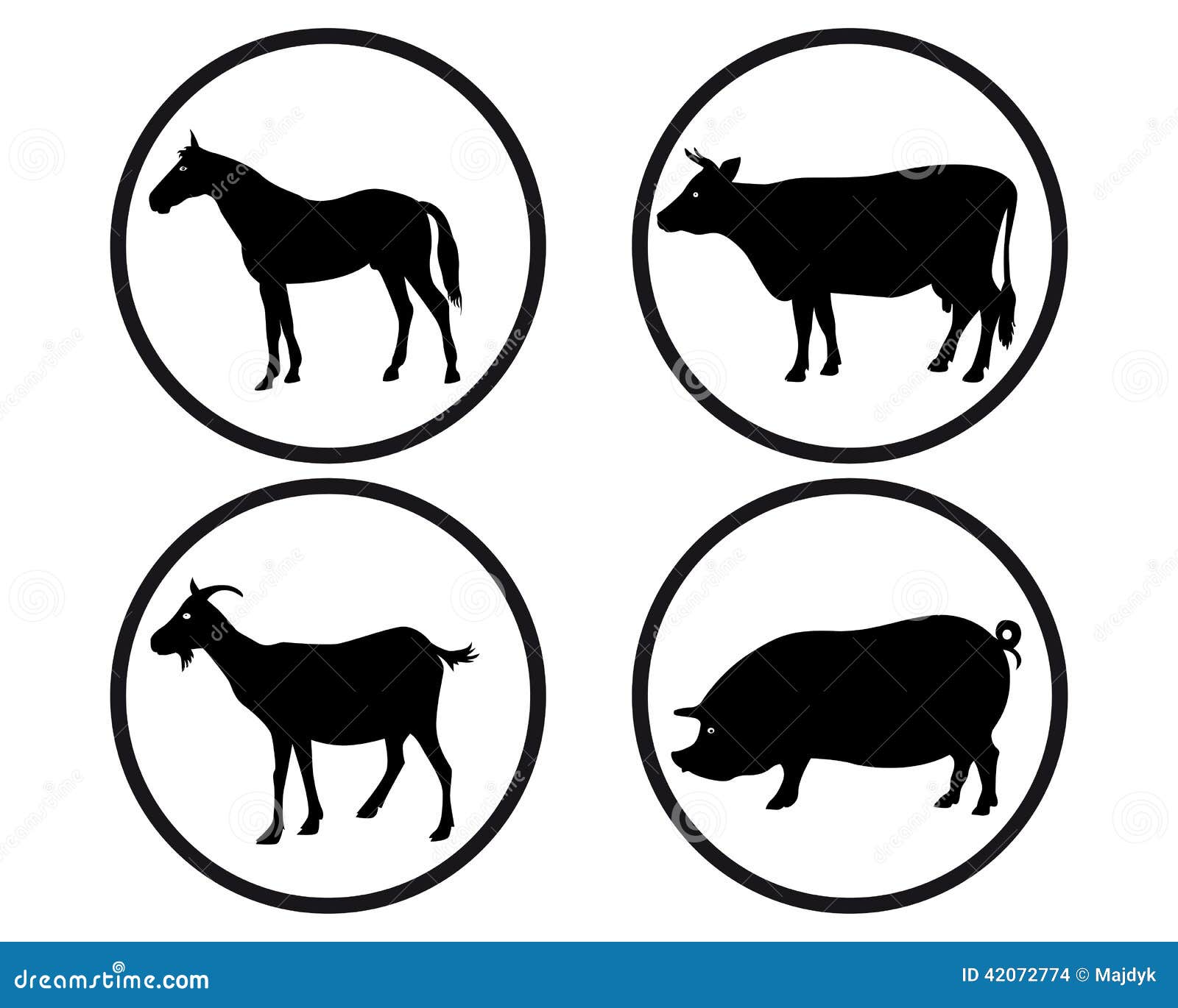 Round Buttons with Silhouettes of Animals Stock Vector - Illustration ...