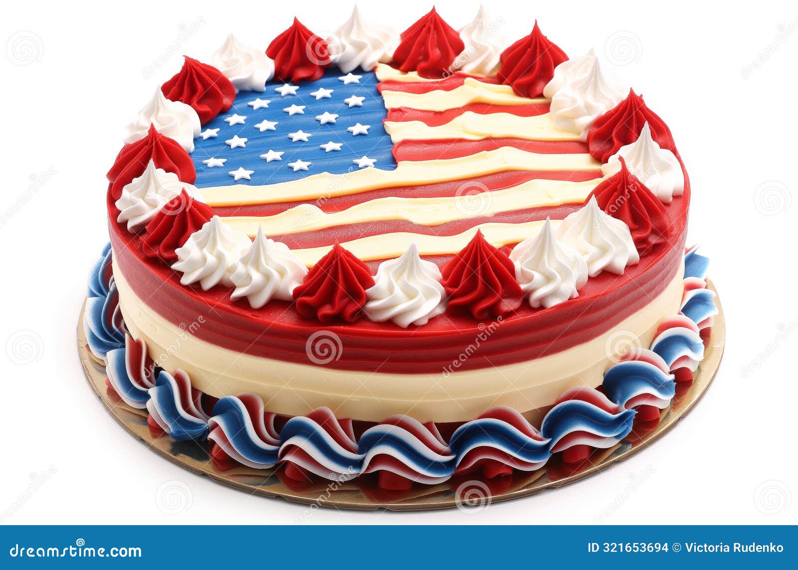 Round Cake with American Flag Design Stock Photo - Image of flag, food ...