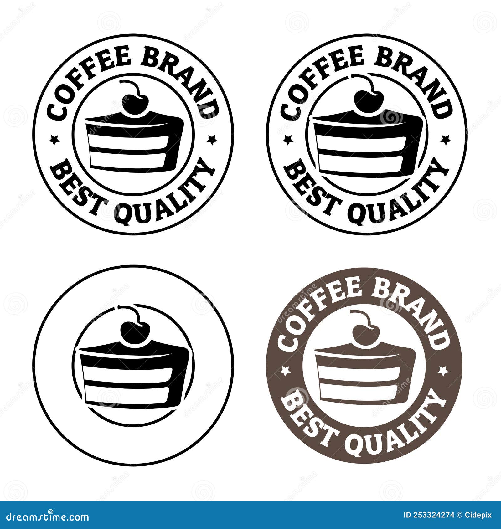 Round Cake and Cherry Icon with Text - Set 1 Stock Vector ...