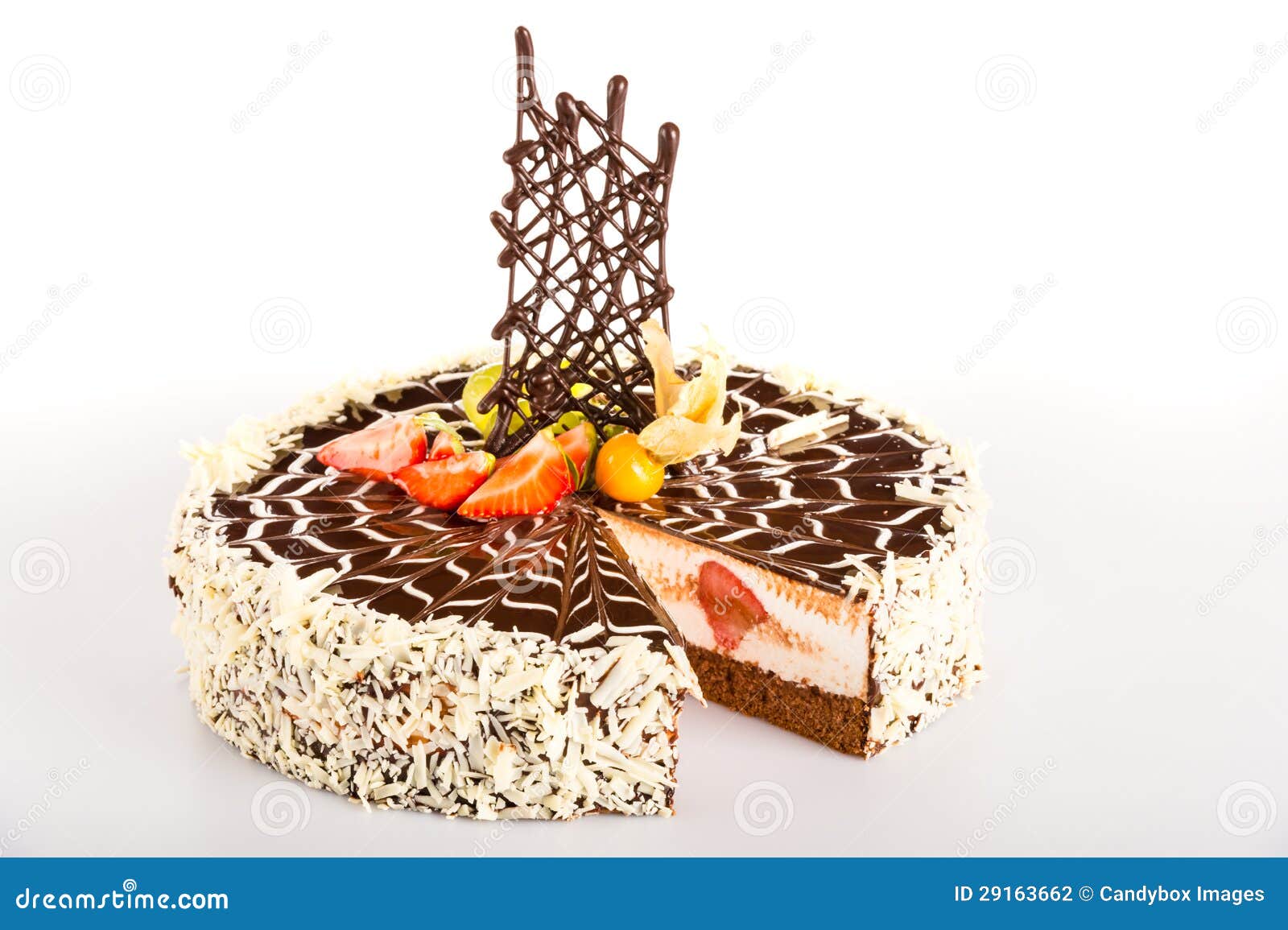 Round Cake Sweet Creamy with Fresh Strawberries Stock Photo - Image of ...