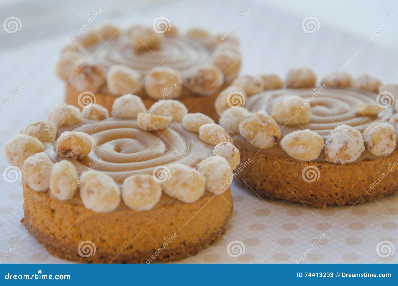 Round Cakes with Caramel and Nuts Stock Image - Image of salted ...