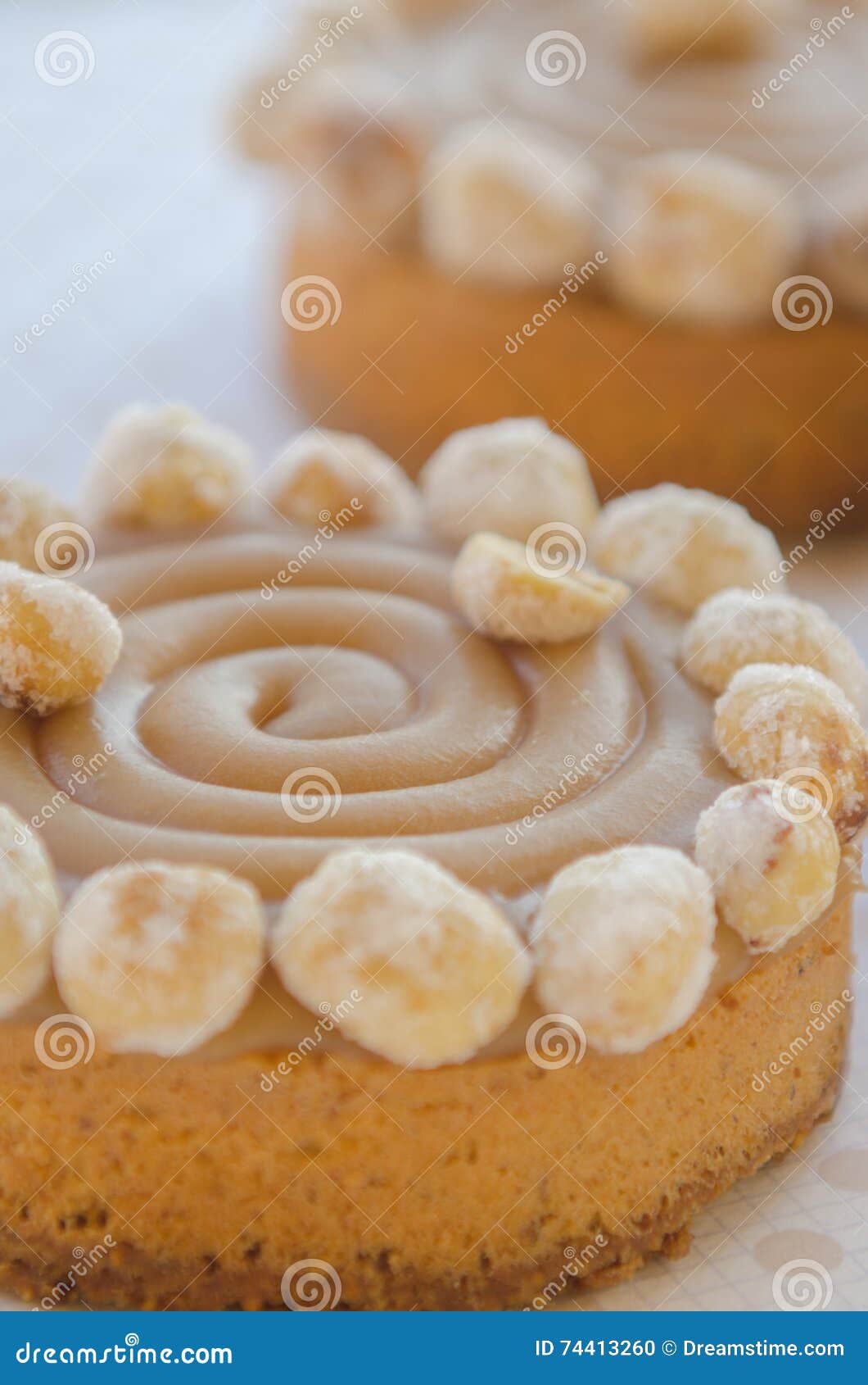 Round Cakes with Caramel and Nuts Stock Photo - Image of event, round ...