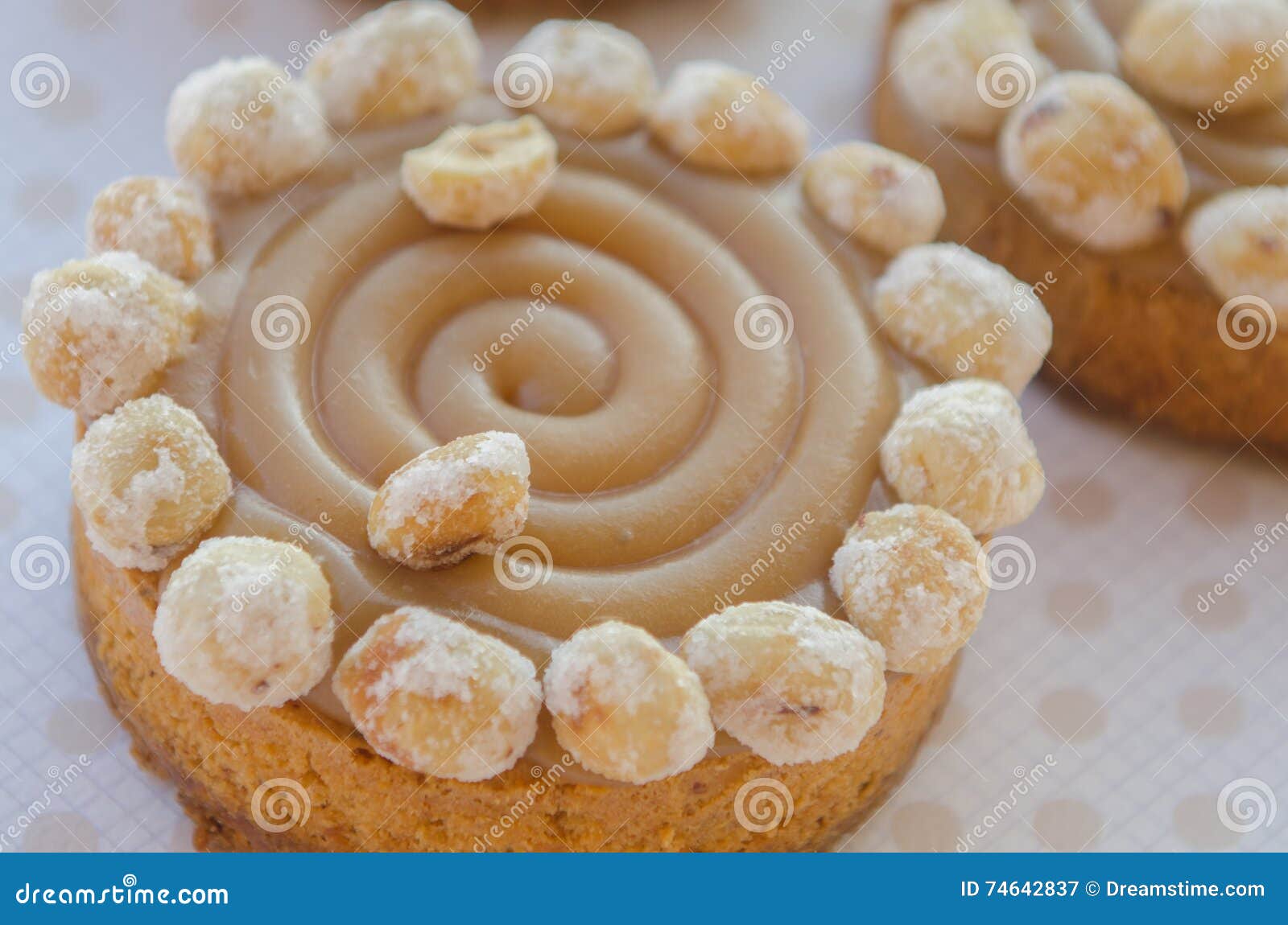 Round Cakes with Caramel and Nuts Stock Image - Image of colored ...