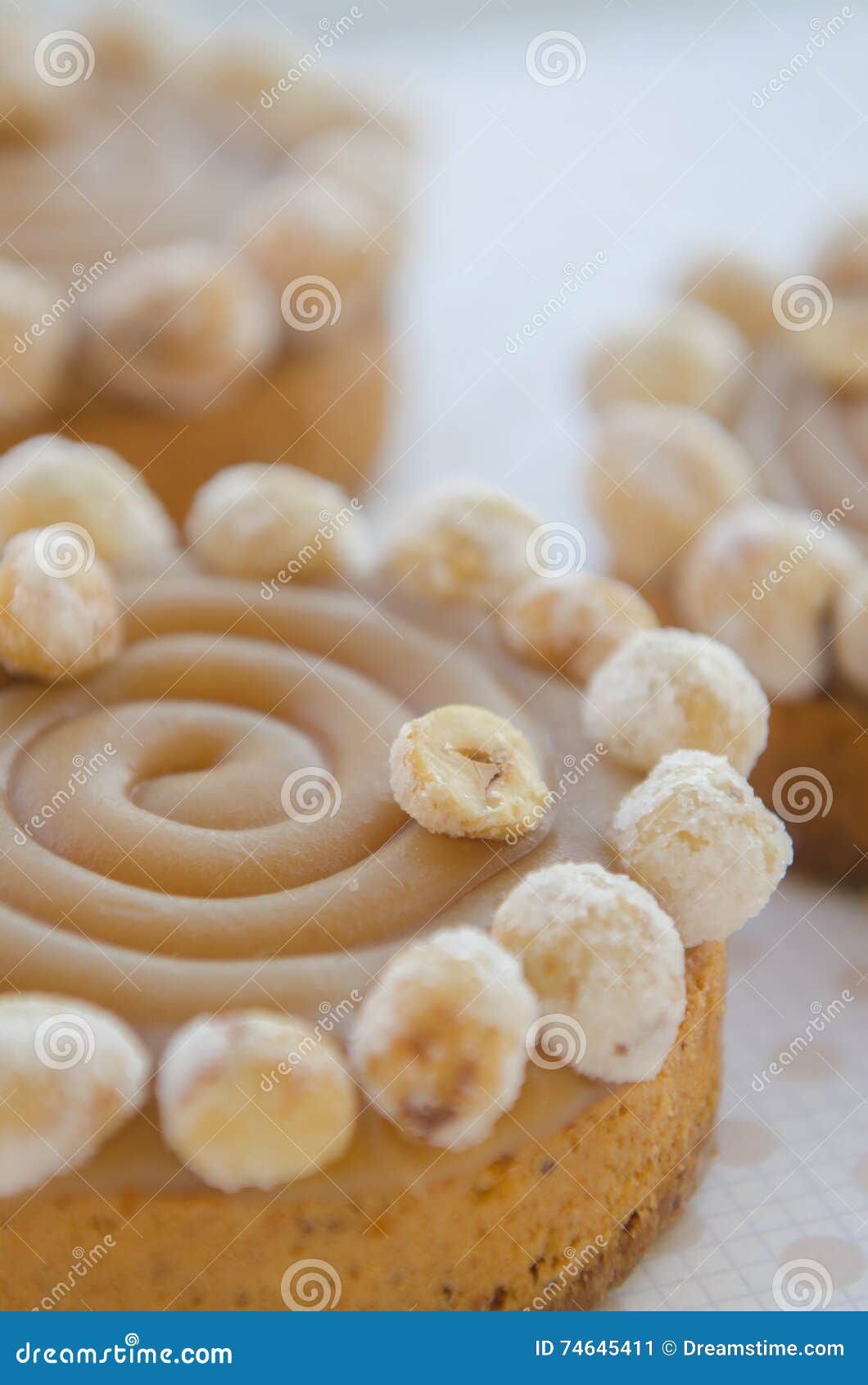 Round Cakes with Caramel and Nuts Stock Image - Image of backgrounds ...