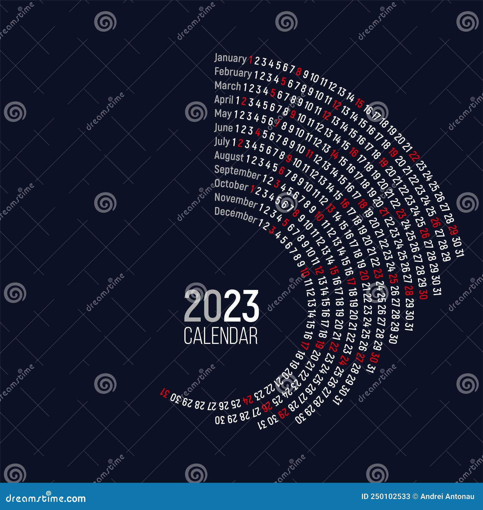 218_Round_calendar stock vector. Illustration of background - 250102533