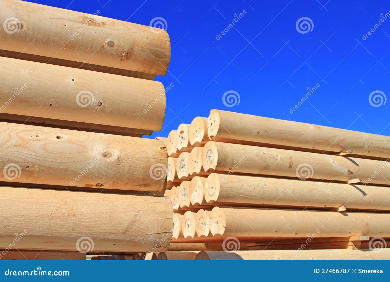 The Round Calibrated Building Bar From A Tree. Royalty-Free Stock ...