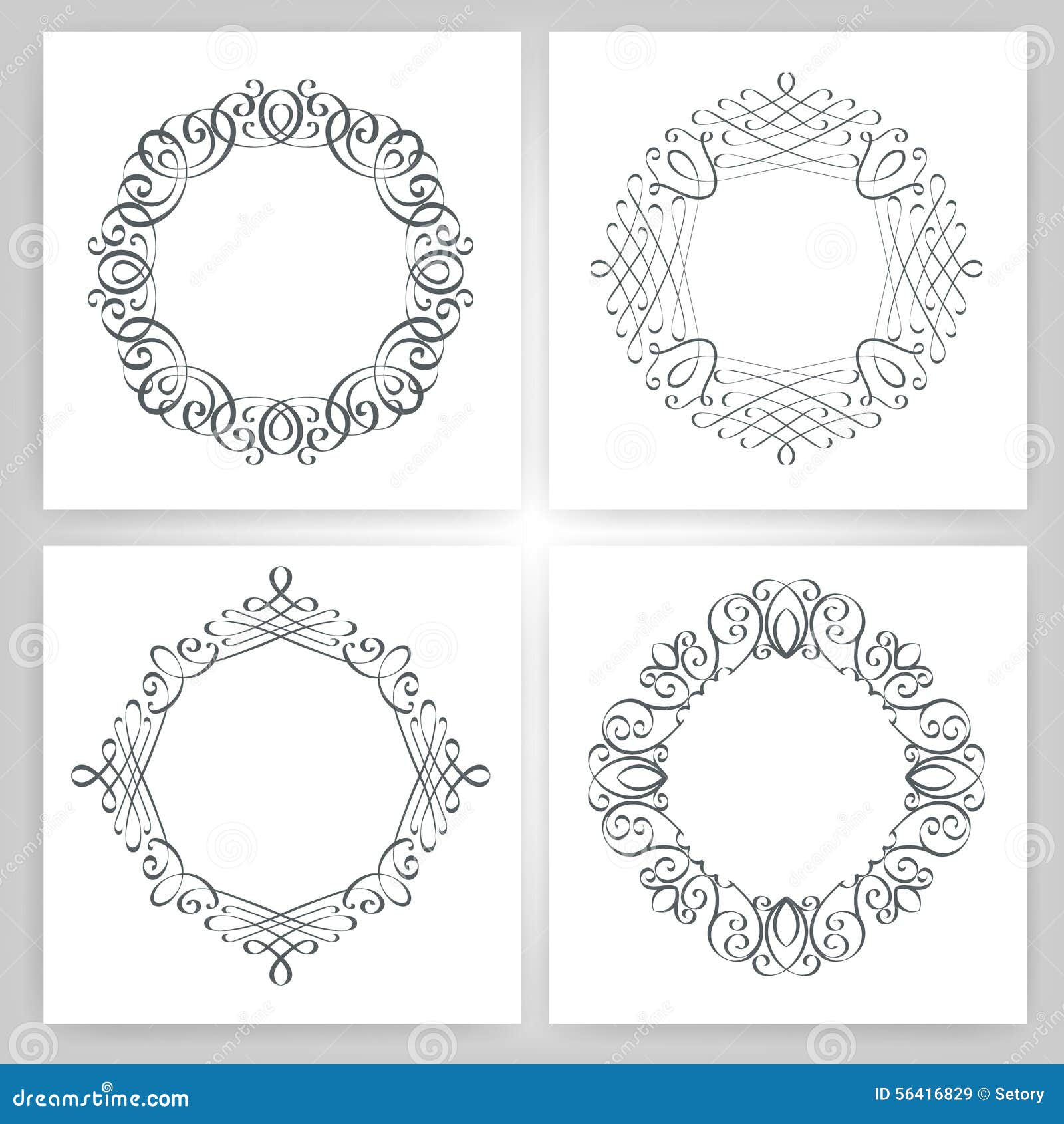 Round Calligraphic Frame, Monogram Stock Vector - Illustration of ...
