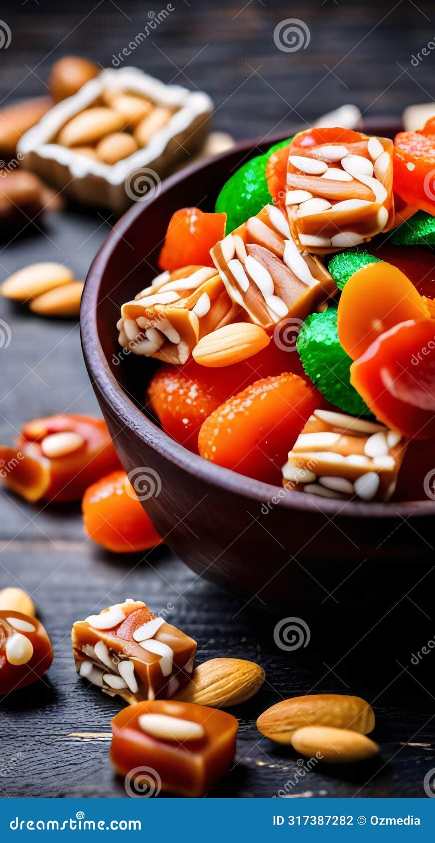 Round Candies Mixed with Nuts at Ramadan, Generative AI Stock ...