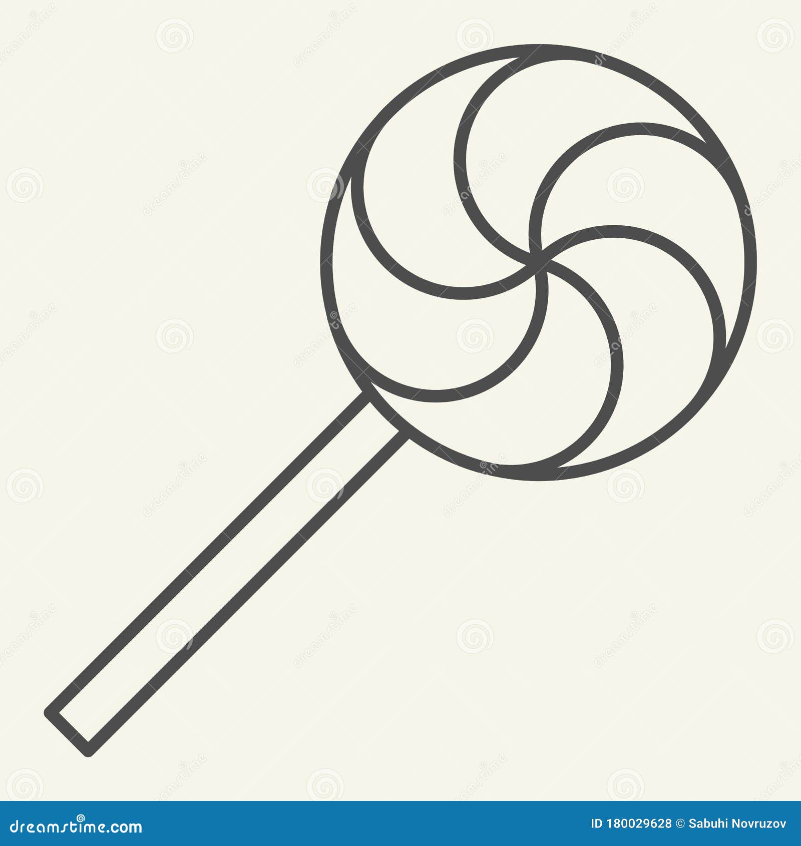 Round Candy Thin Line Icon Rainbow Swirl Lollipop Outline Style
