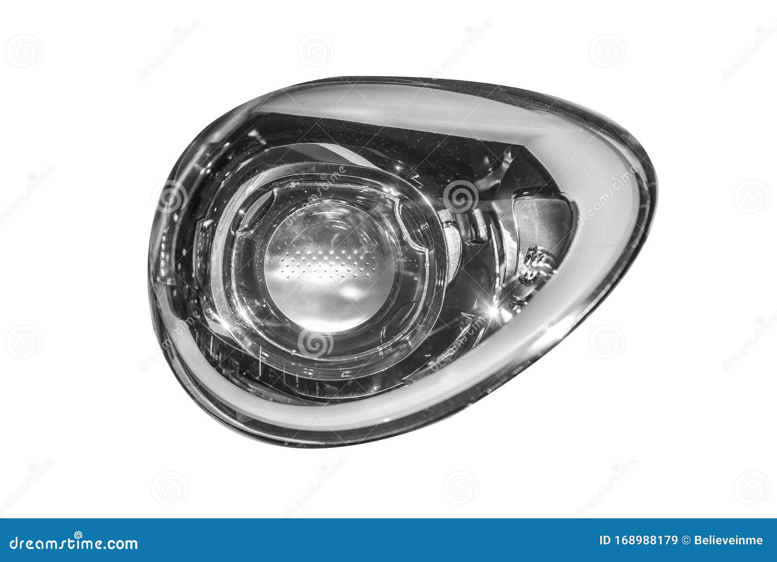 Round Car Headlight Isolate Stock Image - Image of automobile, closeup ...
