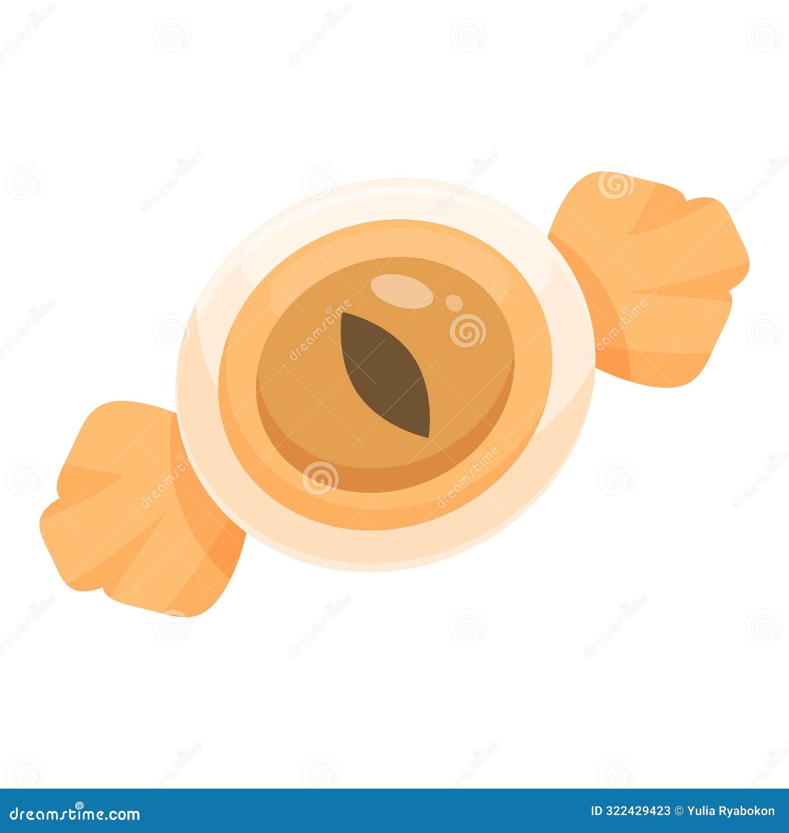 Round Caramel Candy with Orange Wrapping Paper is Lying Stock Vector ...