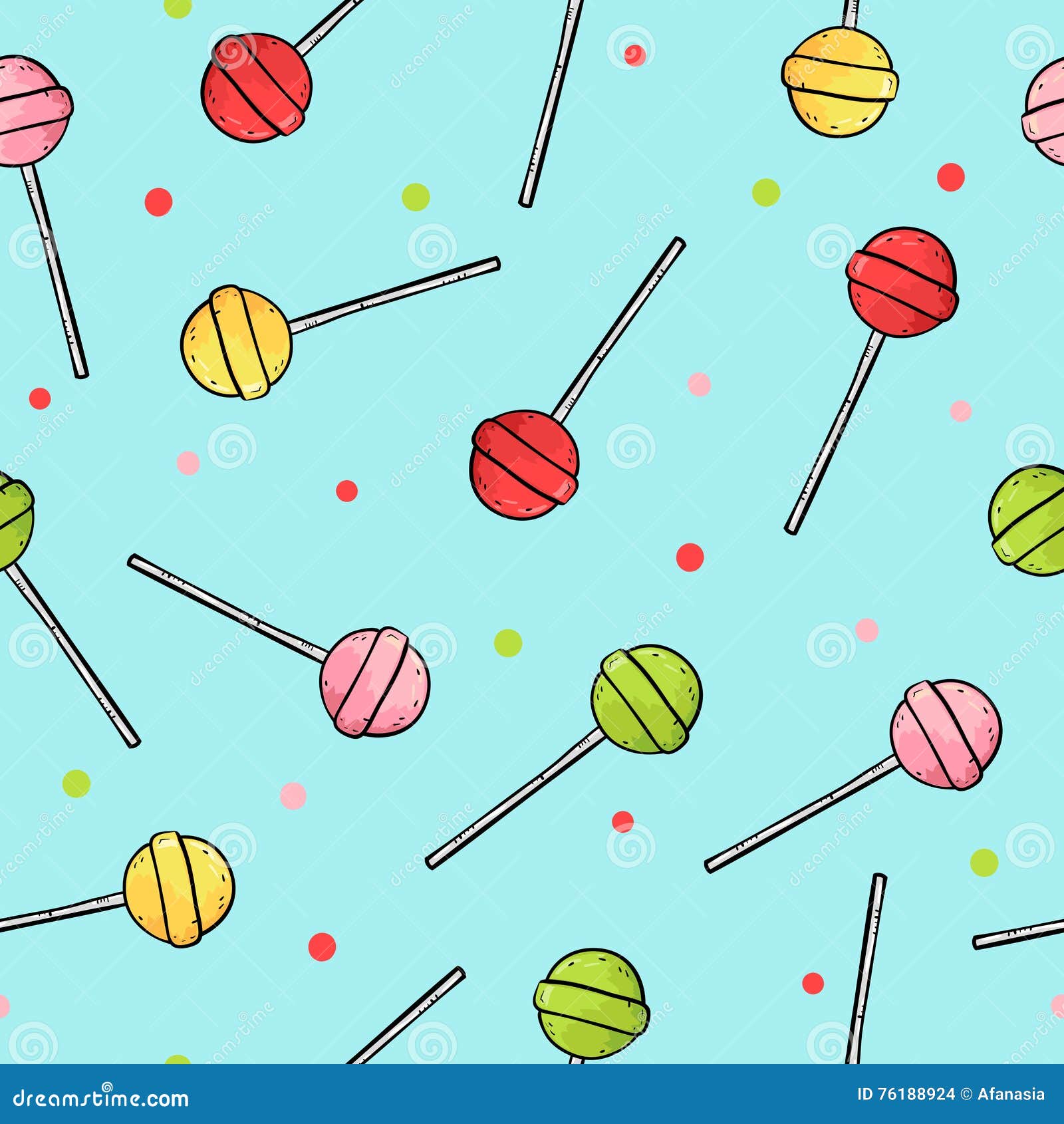 Round Cartoon Lollipops Seamless Pattern. Stock Vector - Illustration ...