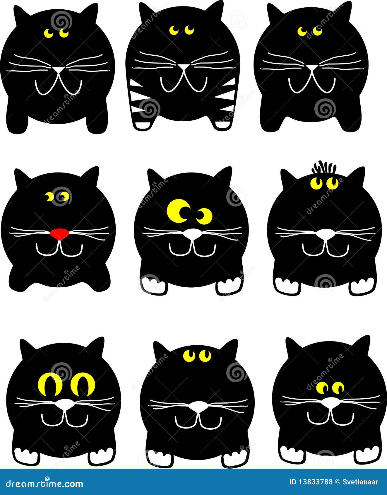 Round cats stock vector. Illustration of colour, silhouette - 13833788