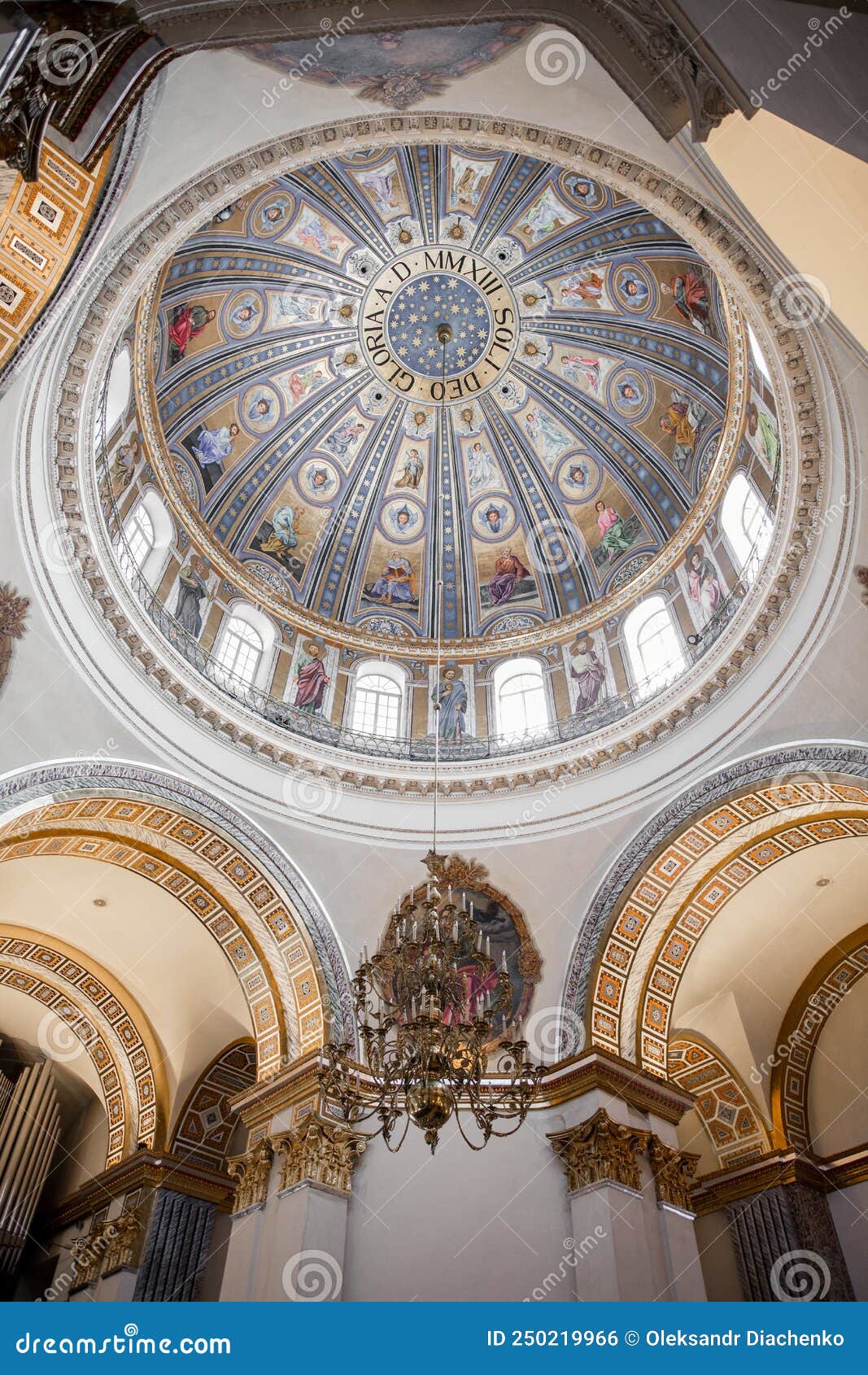 Round Ceiling in a Catholic Church with Painting Stock Photo - Image of ...