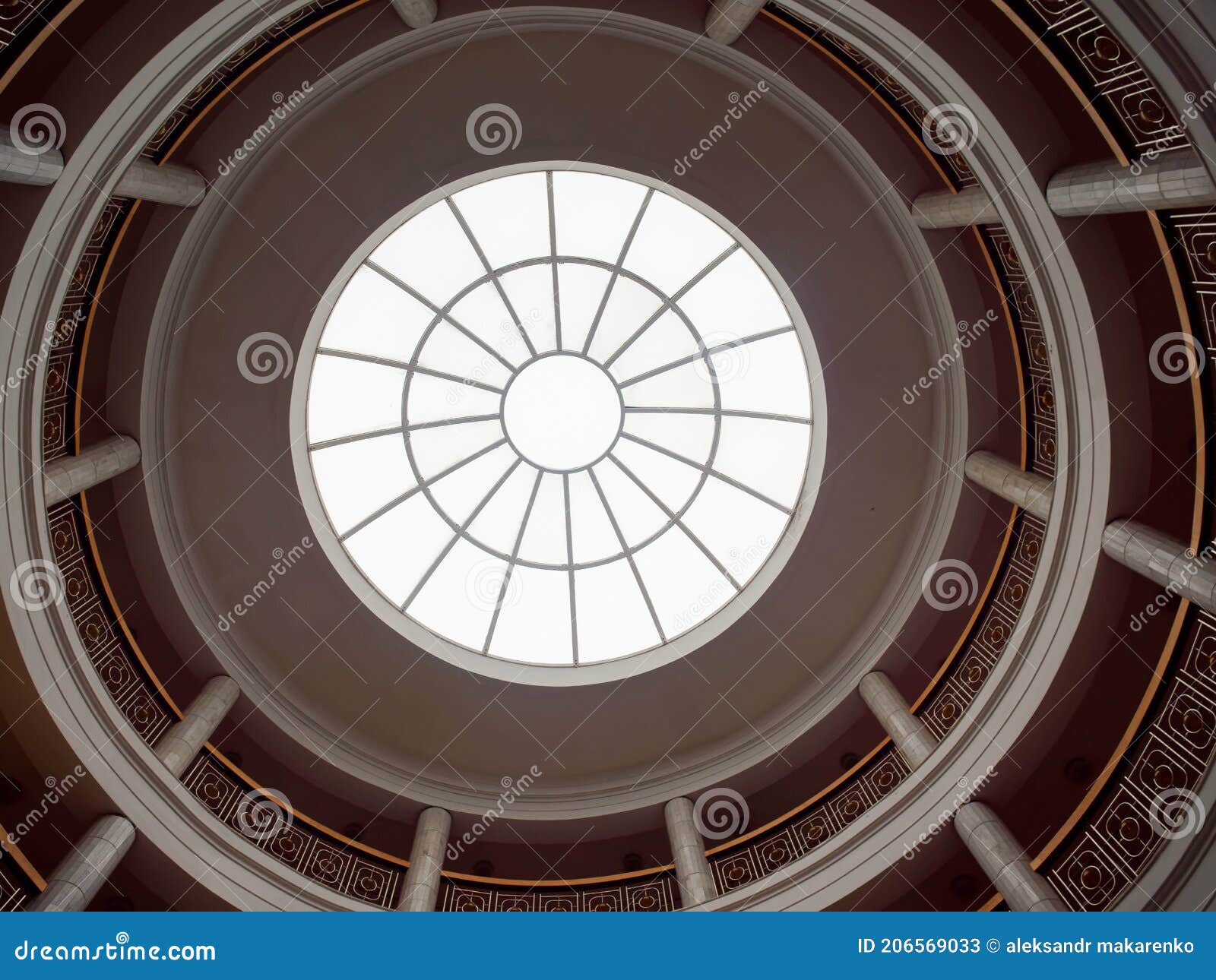 Round Ceiling Dome of a Building with Balconies Stock Image - Image of ...