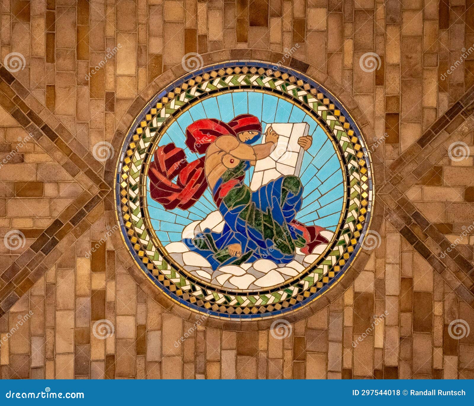 Ceiling With Mosaic Sun At Guell Park, Barcelona Stock Image ...