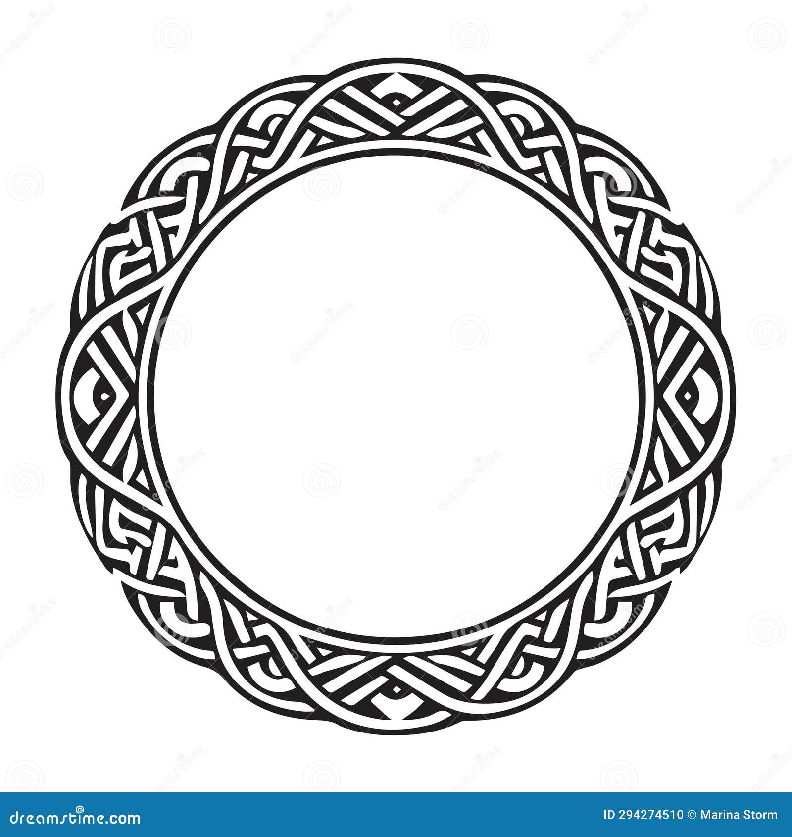 Round Celtic Frame. Black Pattern, Isolated Vector on White Background ...