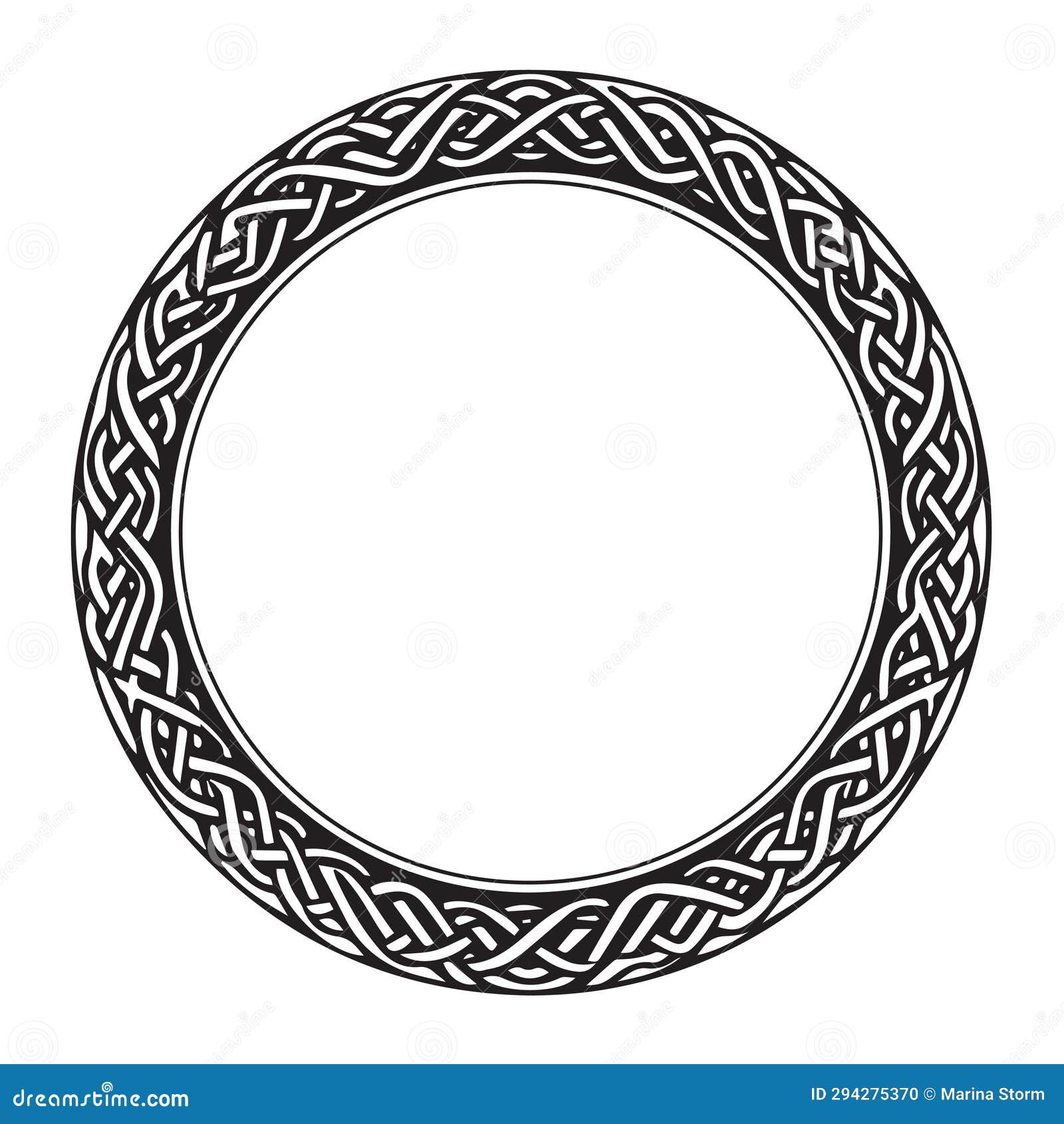 Round Celtic Frame. Black Pattern, Isolated Vector on White Background ...
