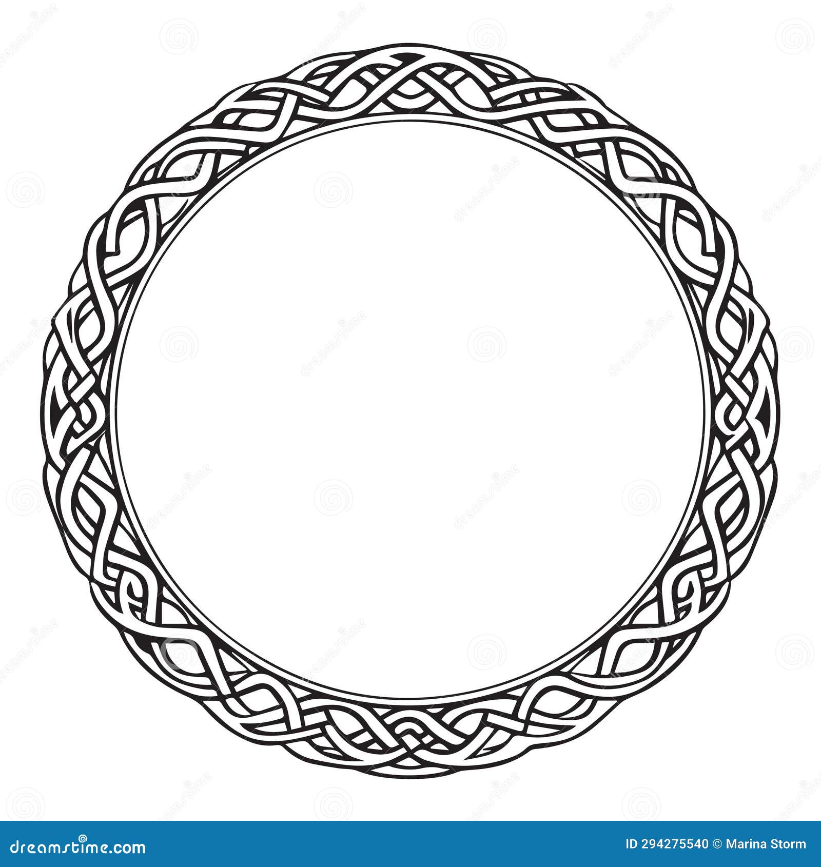 Round Celtic Frame. Black Pattern, Isolated Vector on White Background ...