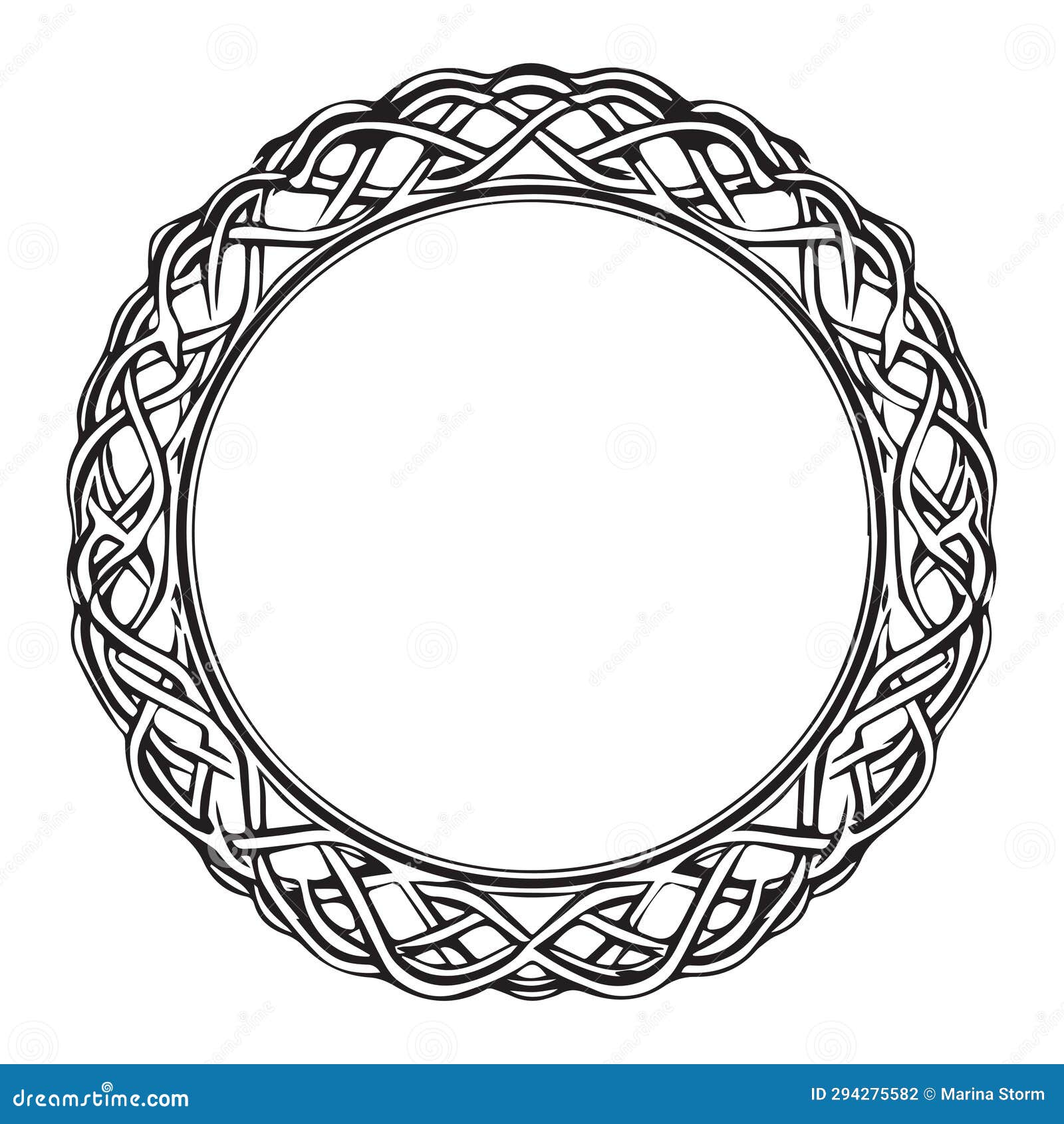 Round Celtic Frame. Black Pattern, Isolated Vector on White Background ...