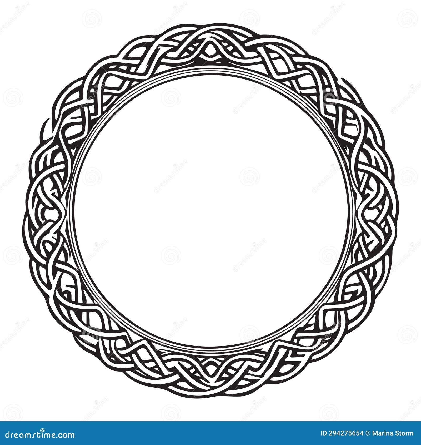 Round Celtic Frame. Black Pattern, Isolated Vector on White Background ...